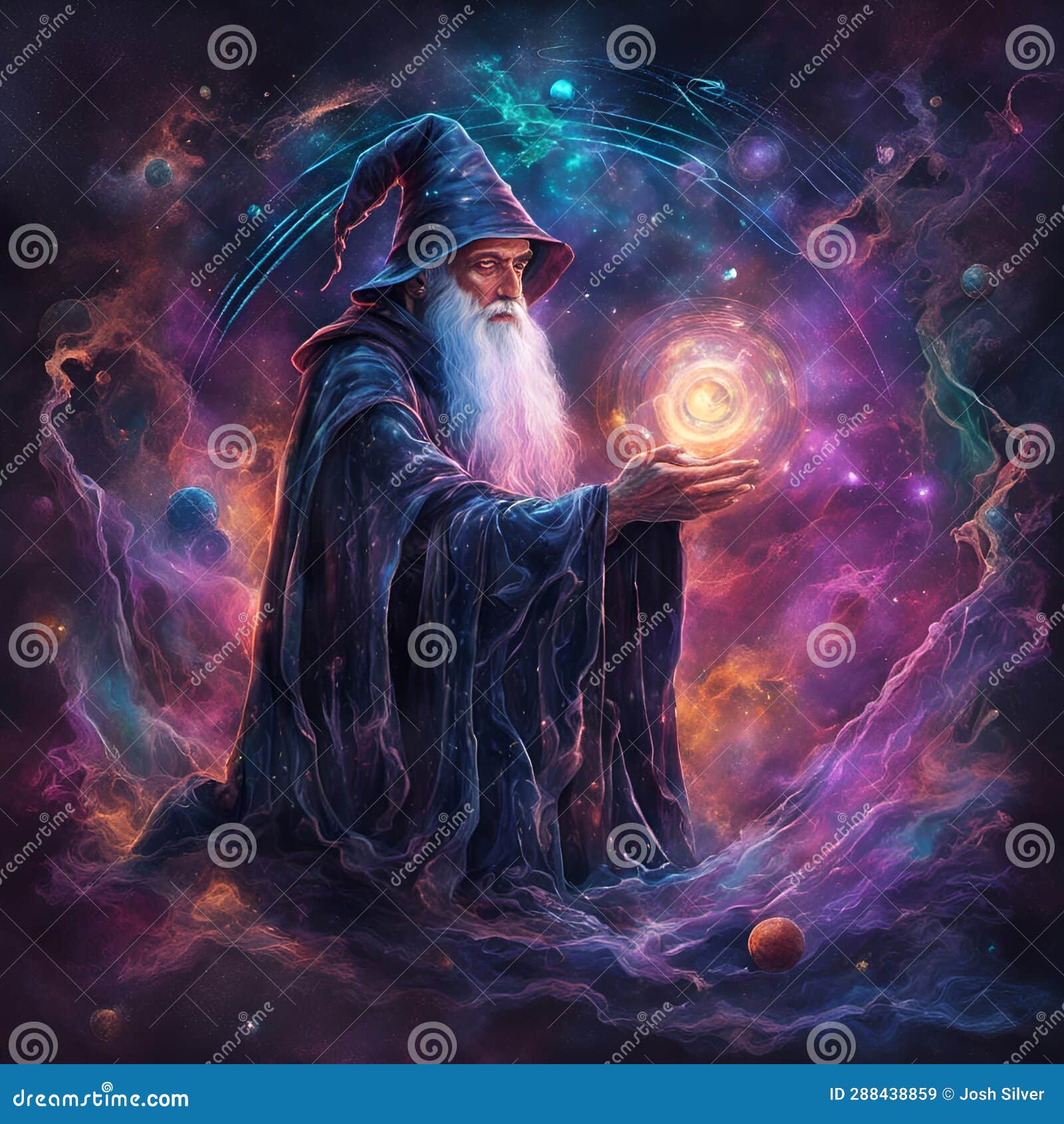 Wizard casting a spell stock illustration. Illustration of midnight ...