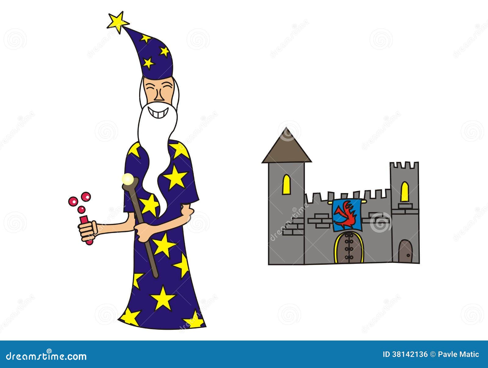 Wizard And A Castle Vector Illustration | CartoonDealer.com #38142136
