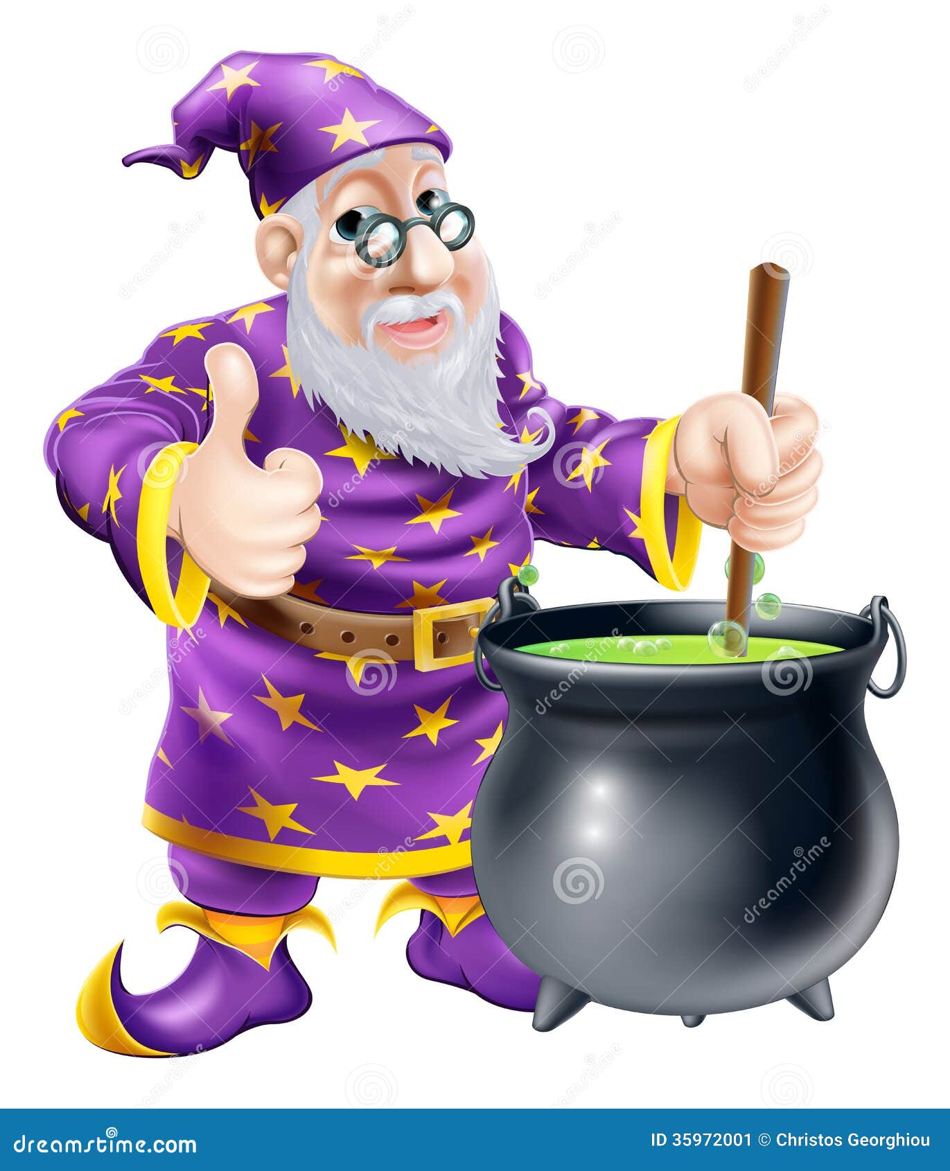 Wizard And Cauldron Cartoon Character Vector Illustration ...