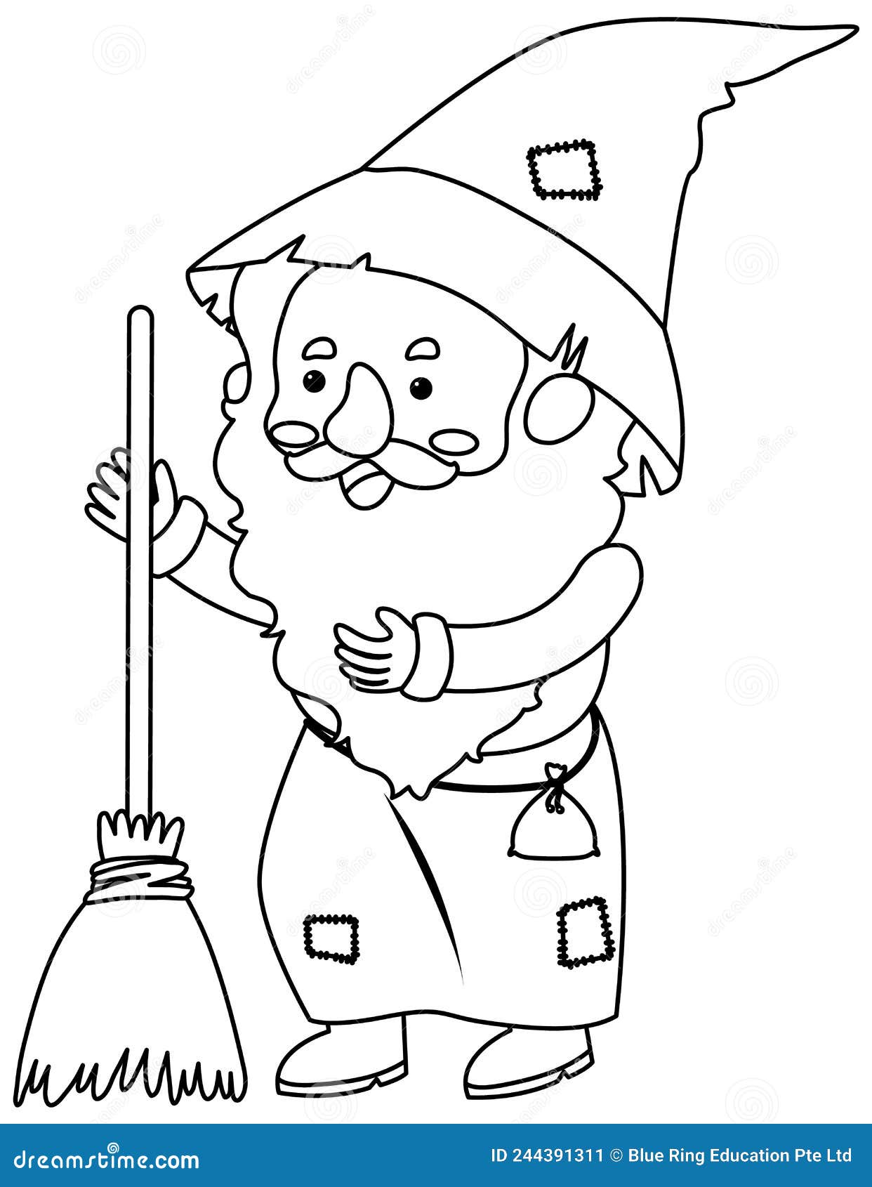 Wizard Doodle Outline for Colouring Stock Vector - Illustration of draw ...