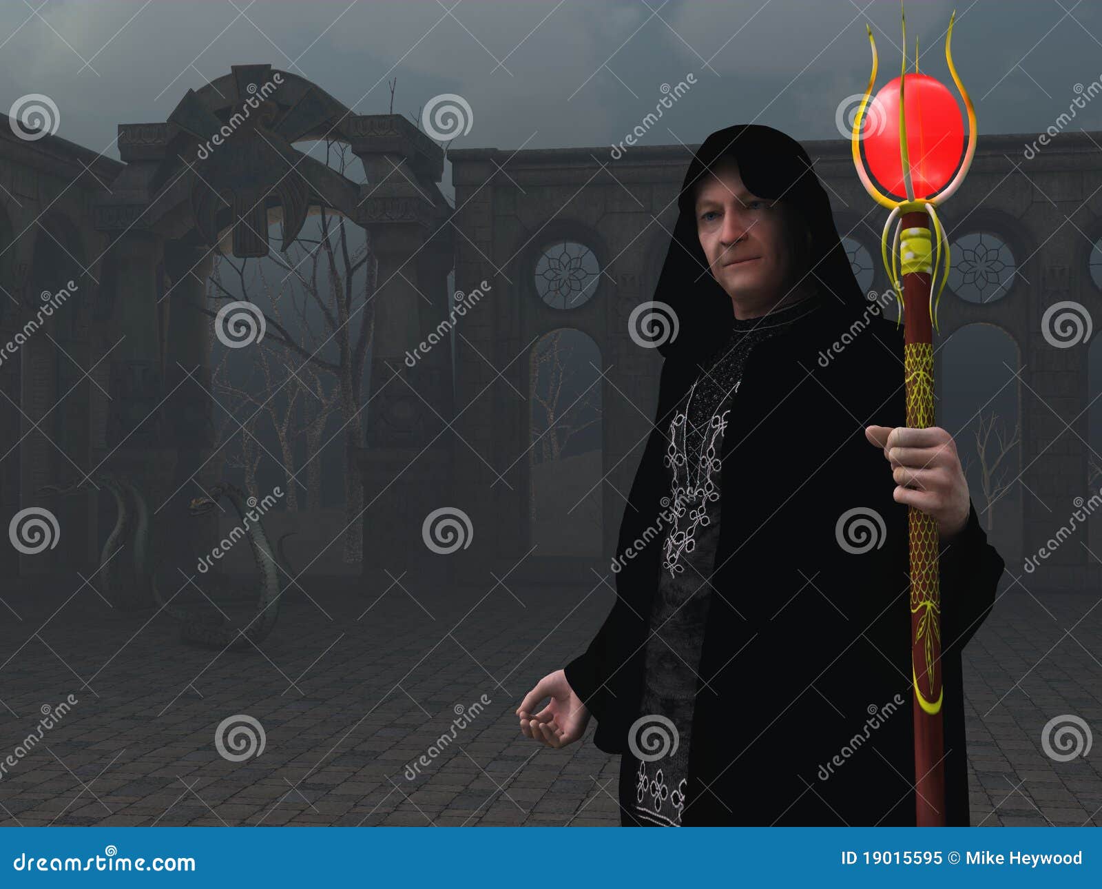 A Dead Wizard Summoning From Fire Stock Illustration | CartoonDealer ...