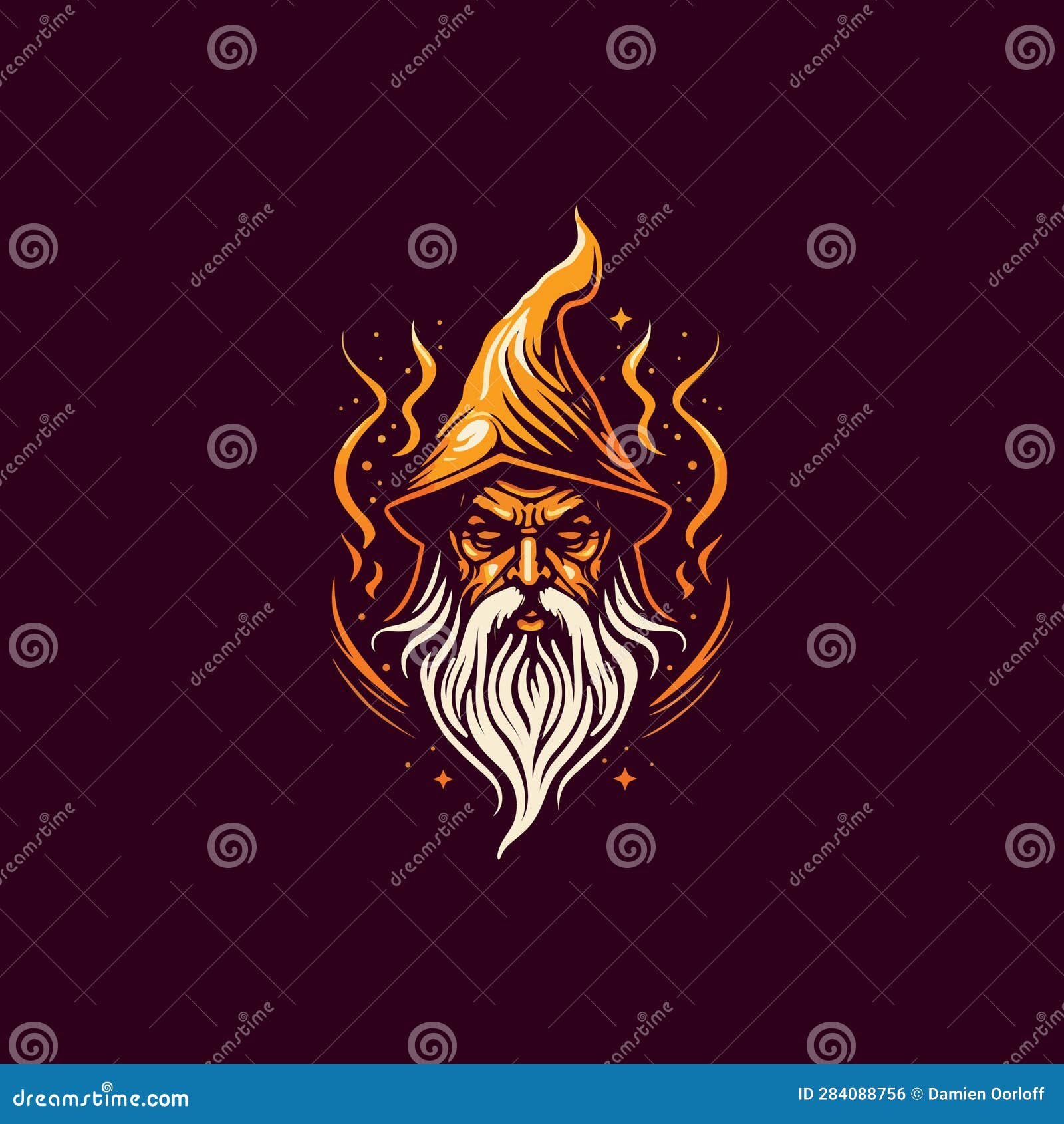 Wizard Head Logo Character Design Stock Vector - Illustration of face ...