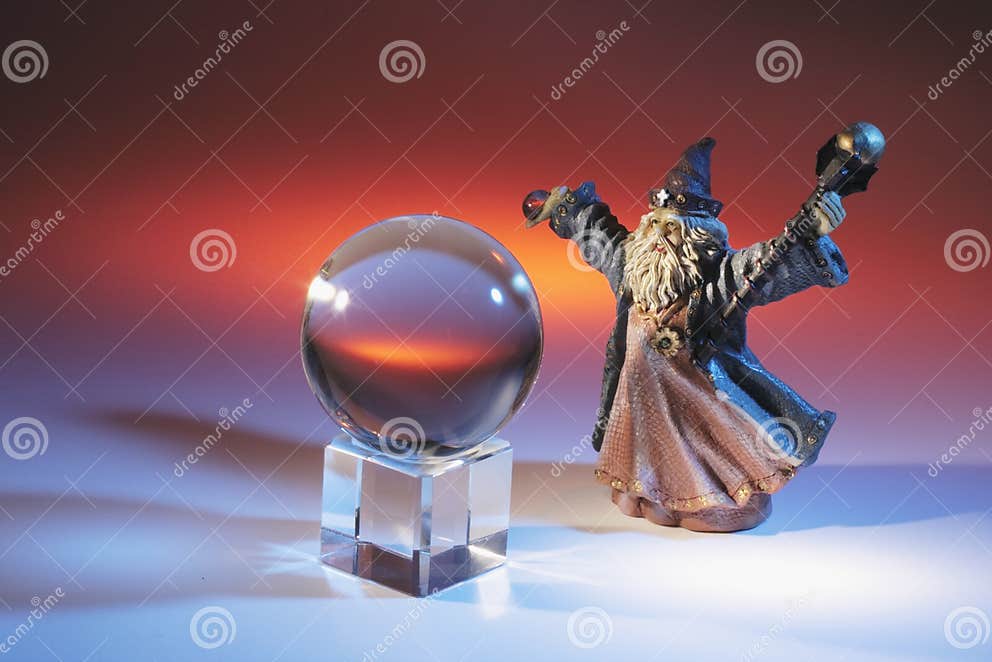Wizard Figurine and Crystal Ball Stock Photo - Image of occult, fortune ...