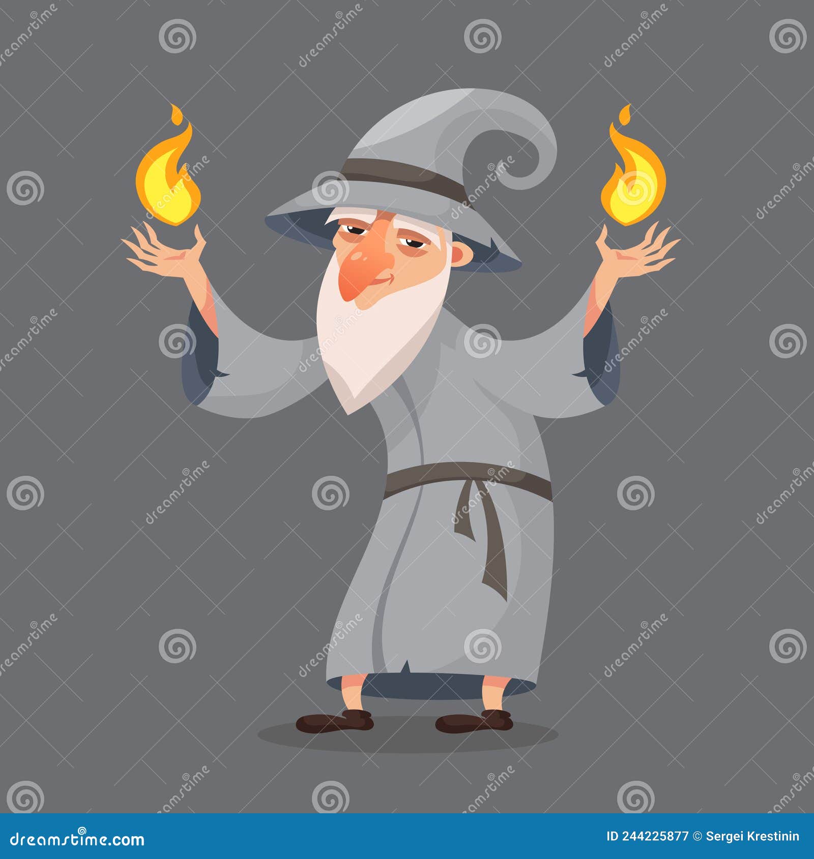 Wizard with Fire in His Hands. Stock Vector - Illustration of cartoon ...