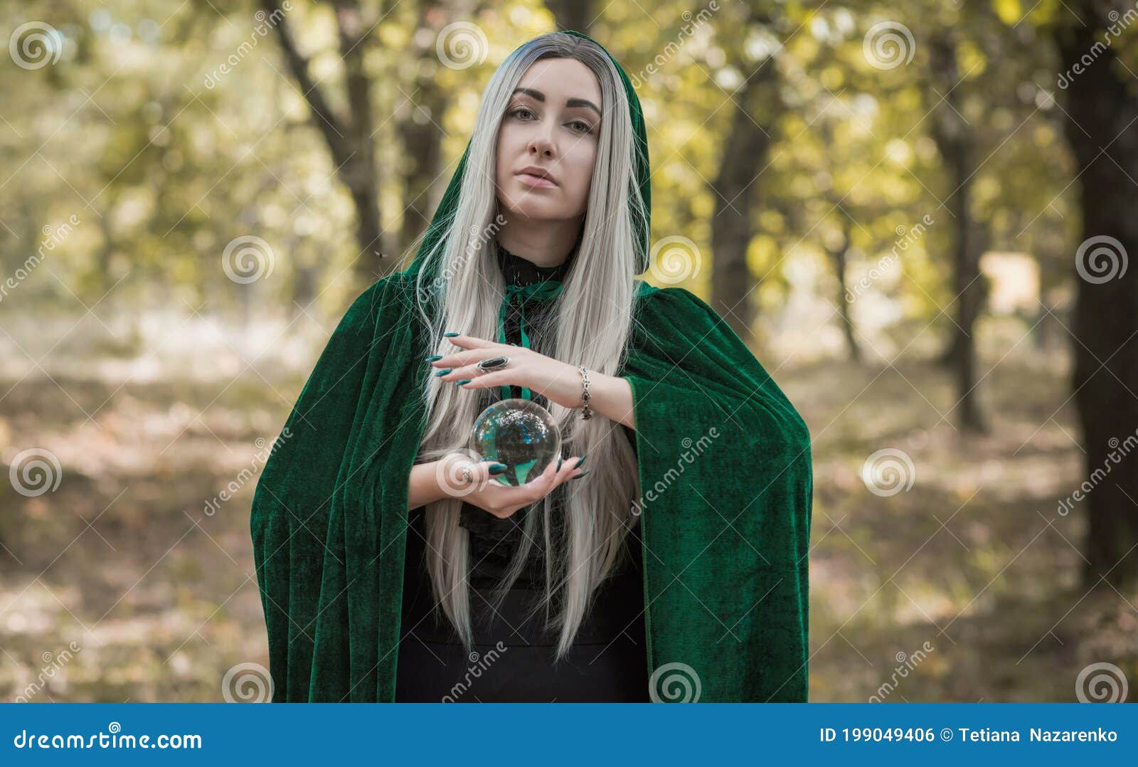 Wizard at Forest, Halloween Concept Stock Photo - Image of female, evil ...