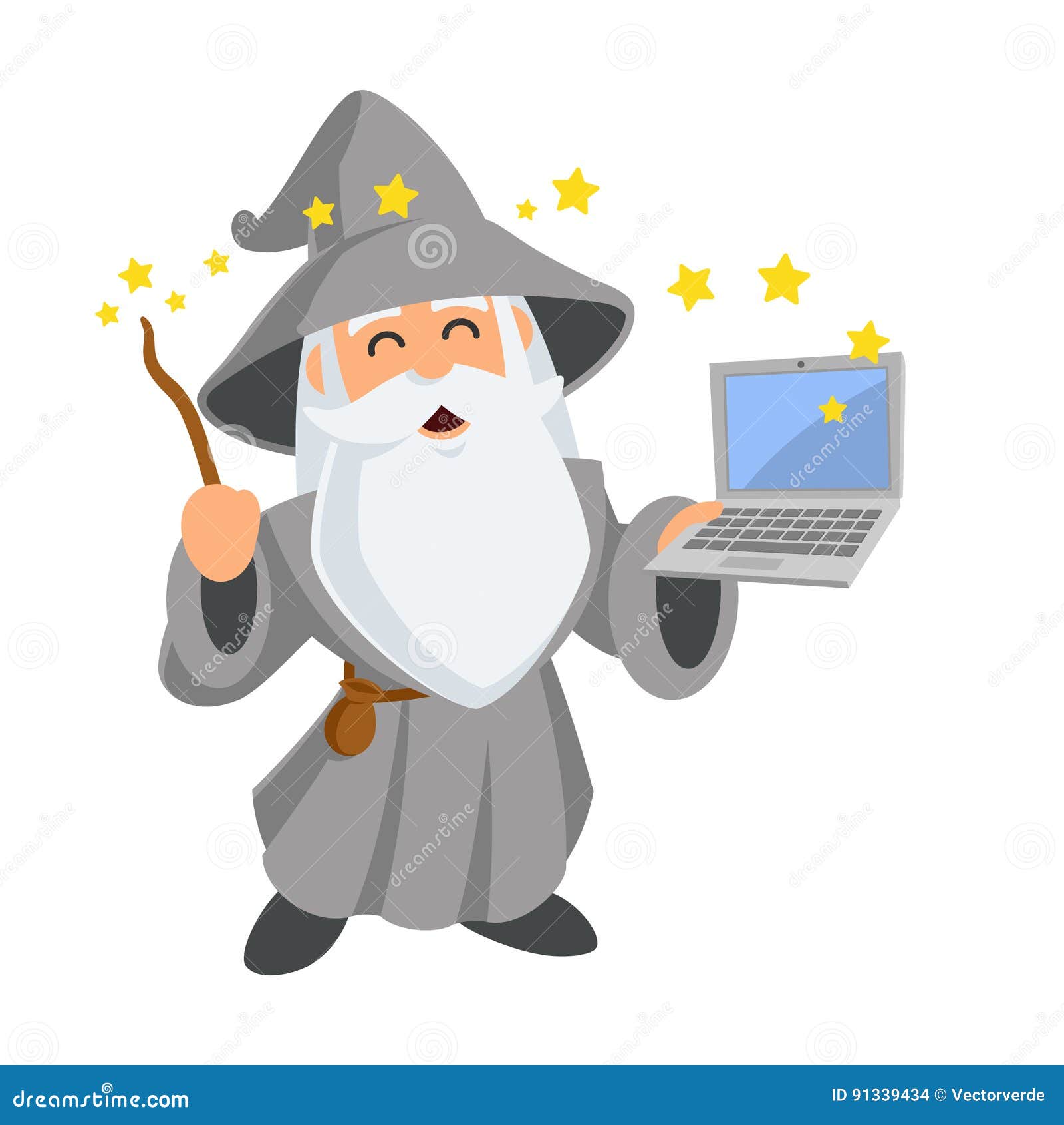 Wizard stock vector. Illustration of cartoon, wand, happy - 91339434