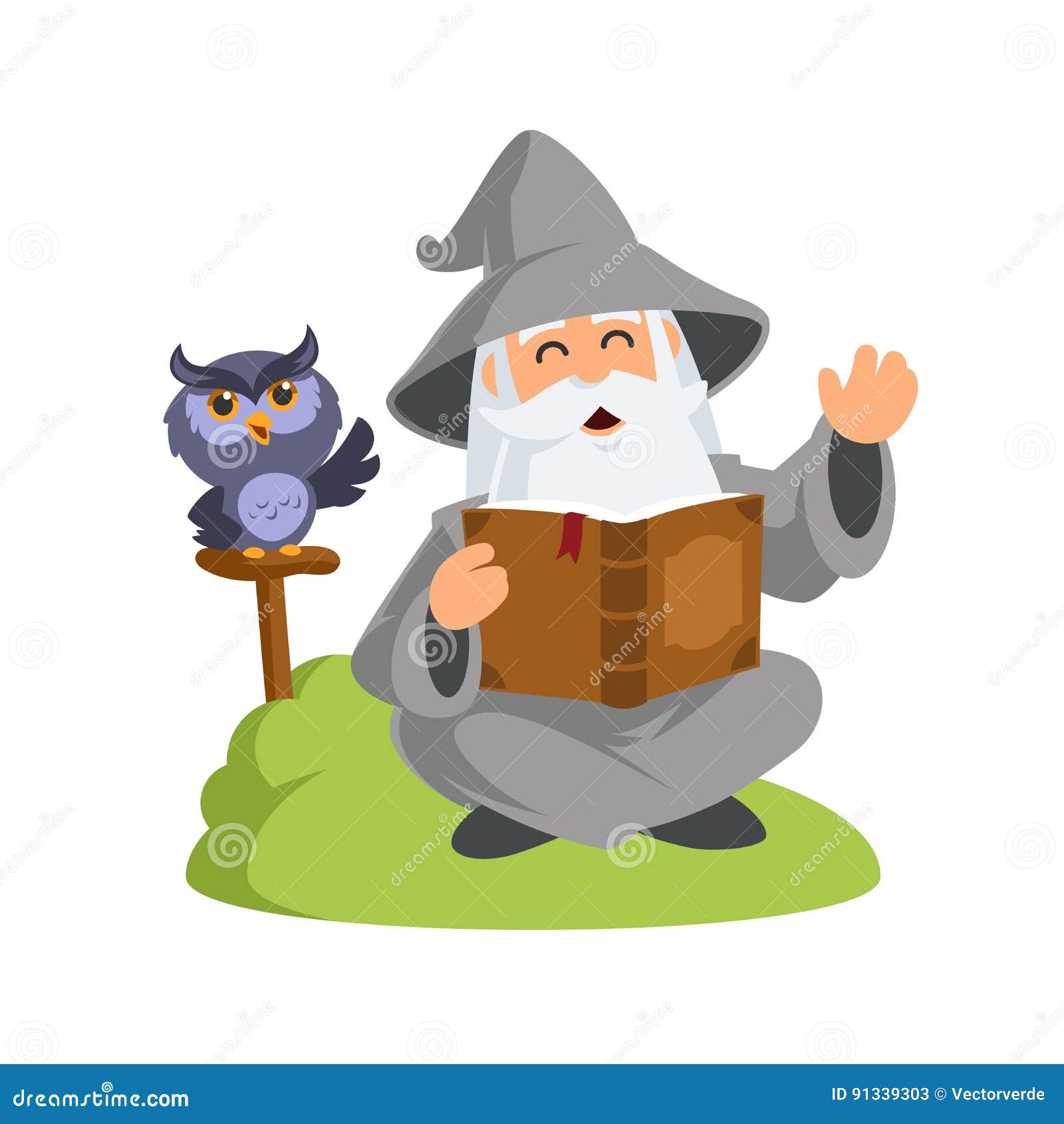A Friendly Wizard, With Books Cartoon Vector | CartoonDealer.com #4358555
