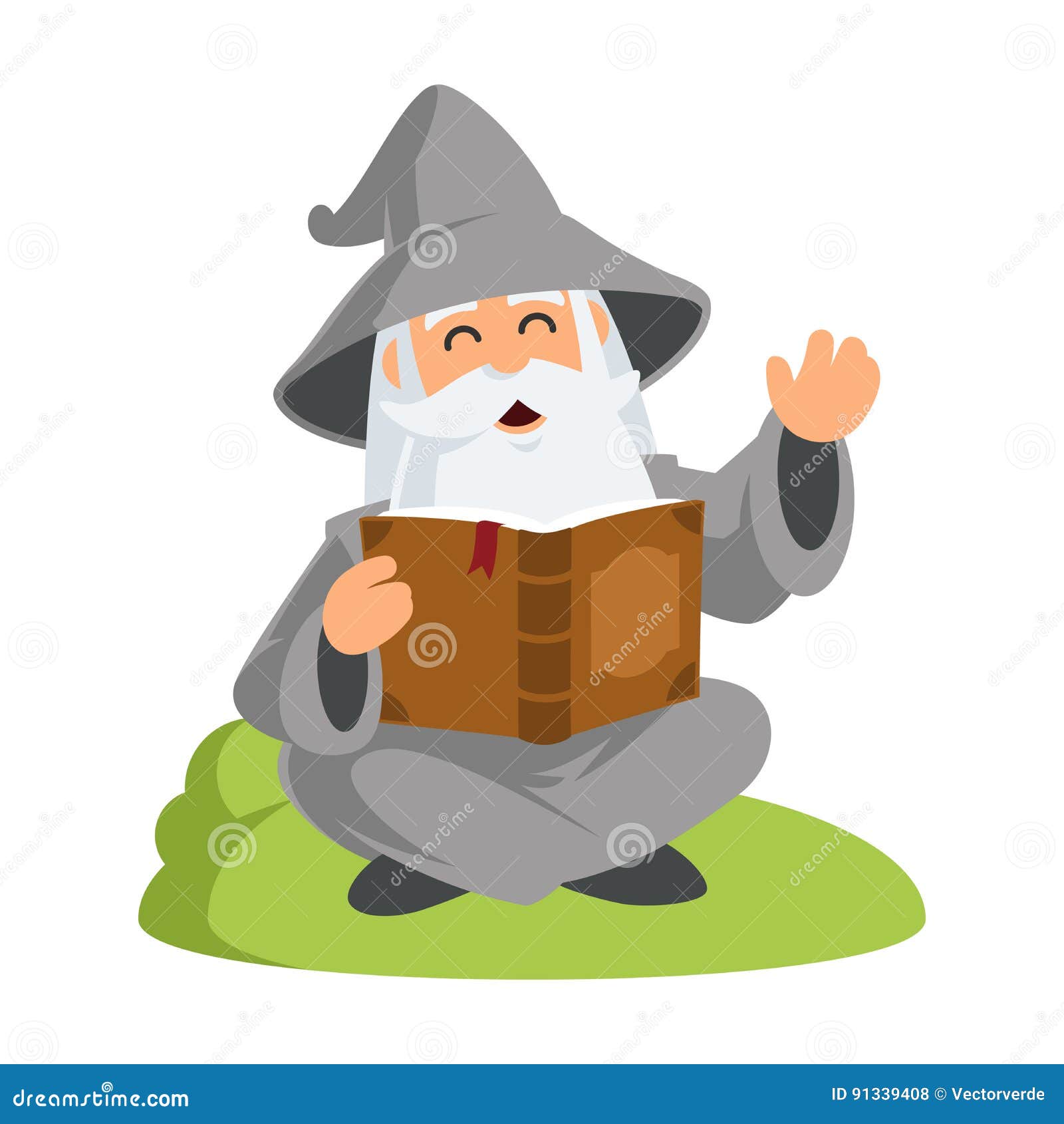 A Friendly Wizard, With Books Cartoon Vector | CartoonDealer.com #4358555