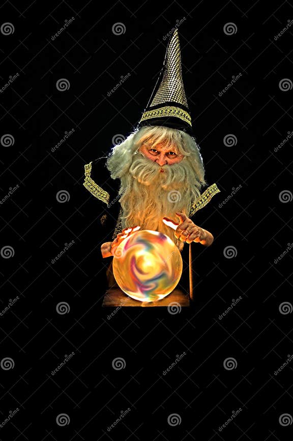 Wizard and gazing ball stock image. Image of mystic, hands - 2979997