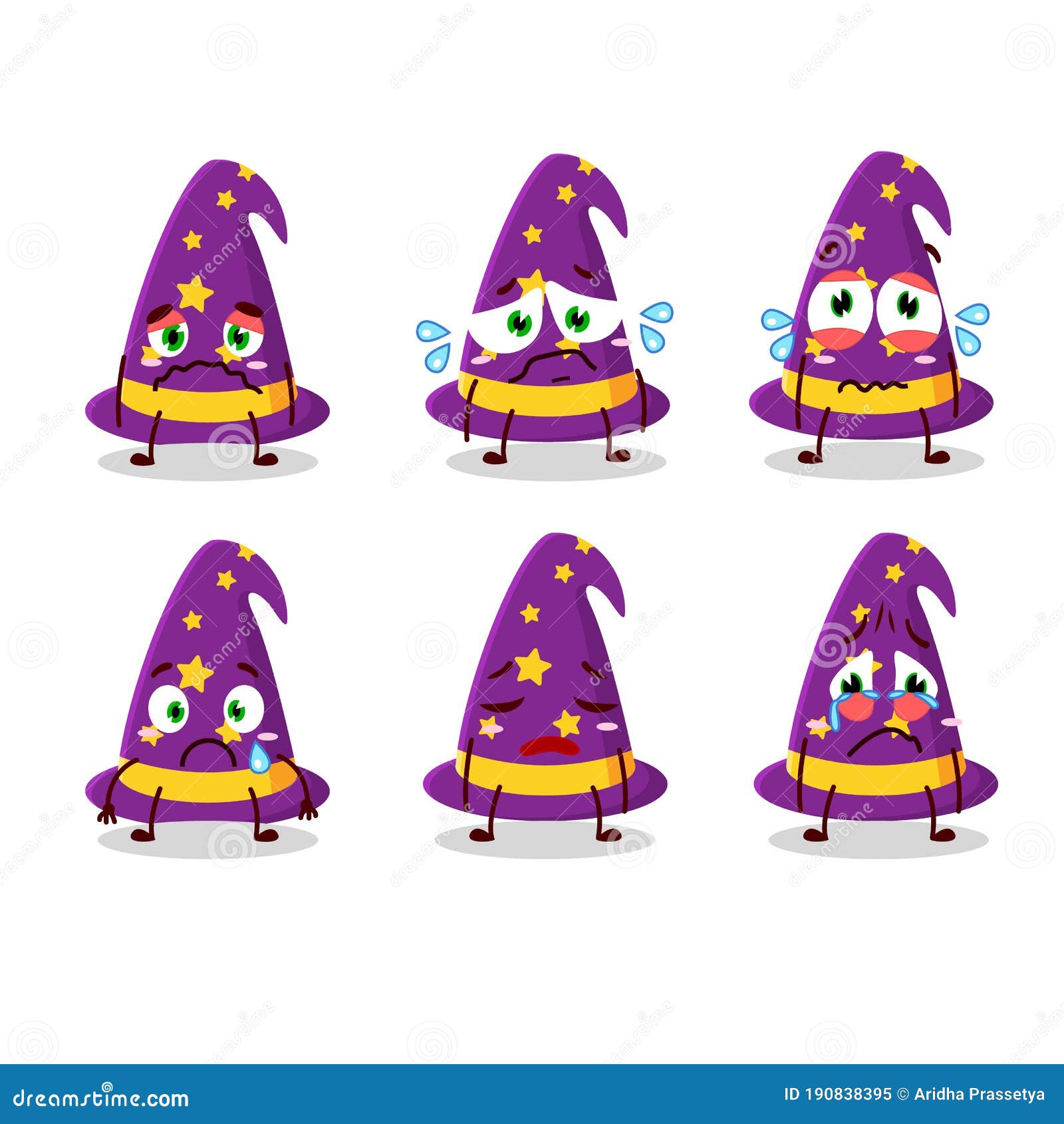 Wizard Hat Cartoon Character with Sad Expression Stock Vector ...