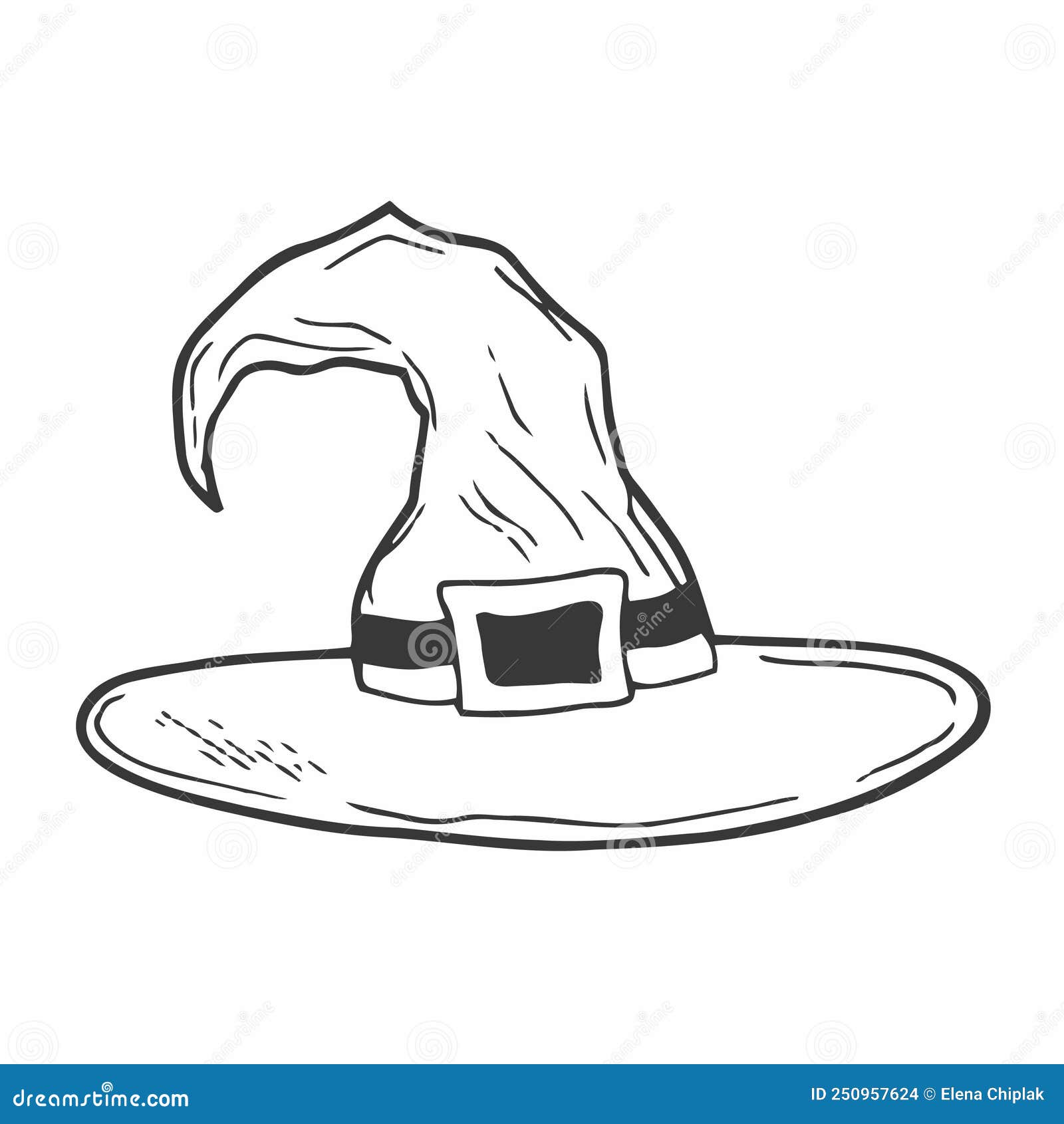 Wizard Hat in Hand Drawing Doodle Style. Vector Line Sketch Stock ...