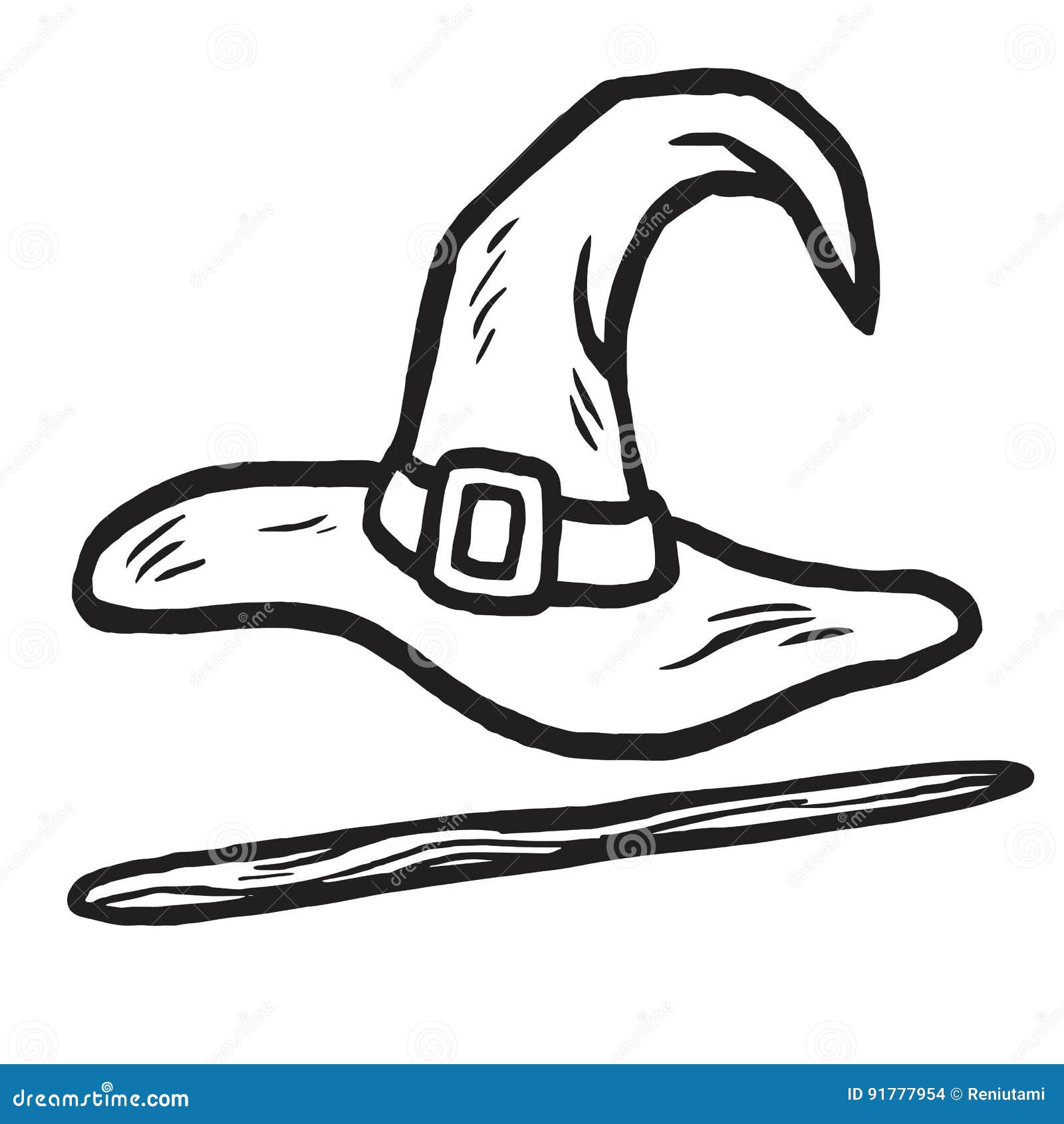 Wizard Hat and Stick Doodle. Icon Isolated on White Background Stock ...
