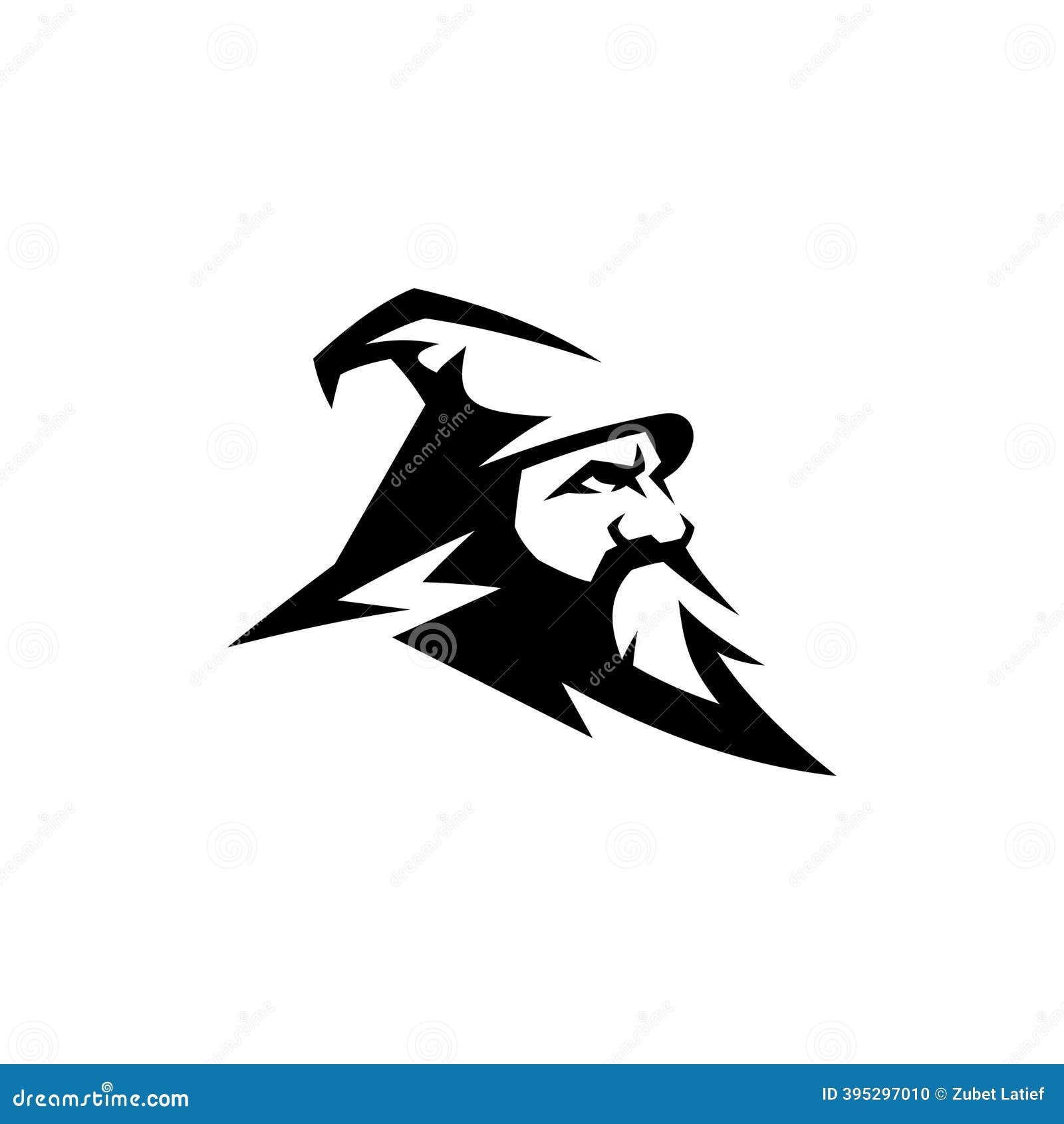 Wizard Head Face Mascot Logo Vector Illustration, Wizard / Mage ESports ...