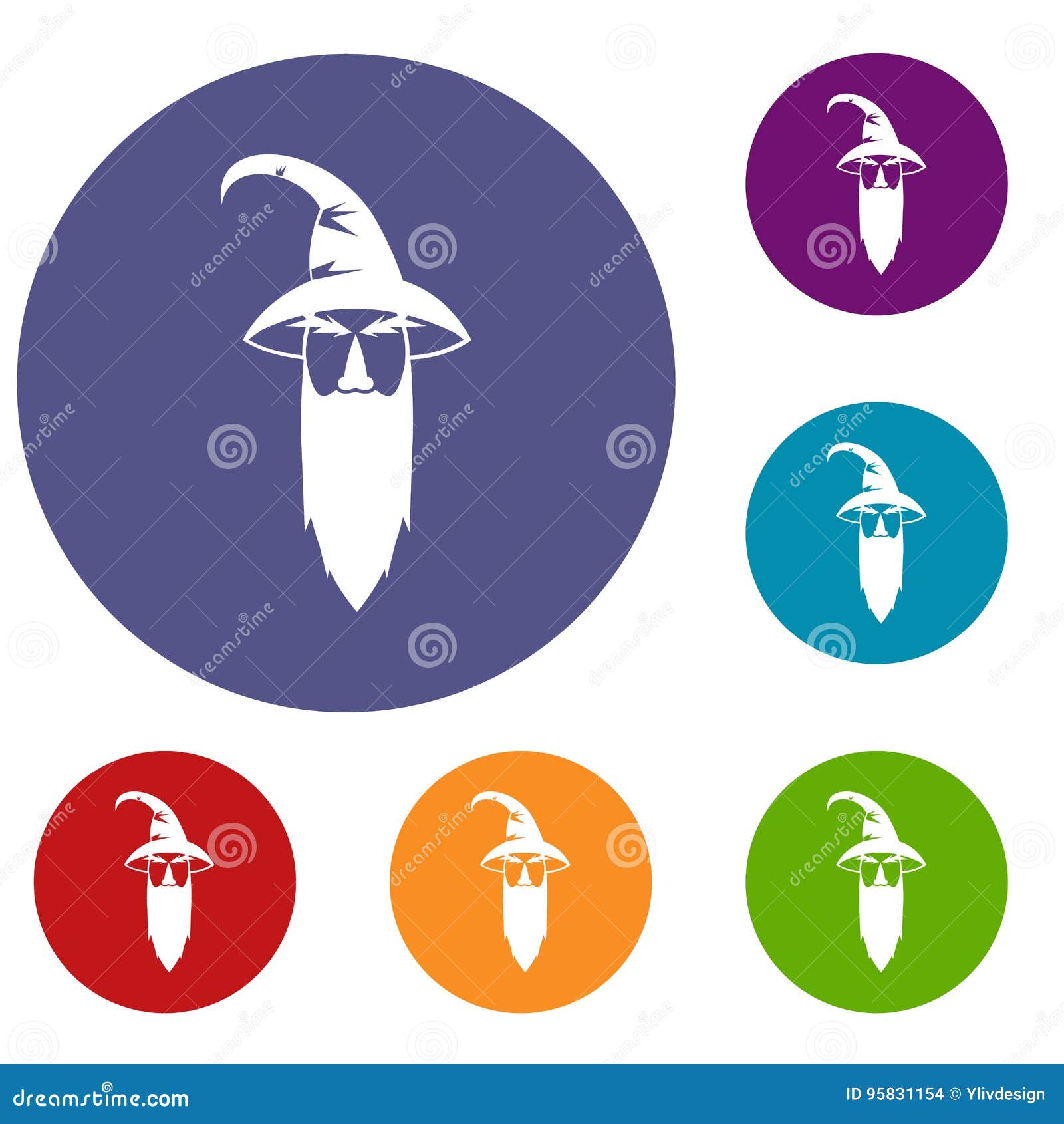Wizard icons set stock vector. Illustration of beard - 95831154