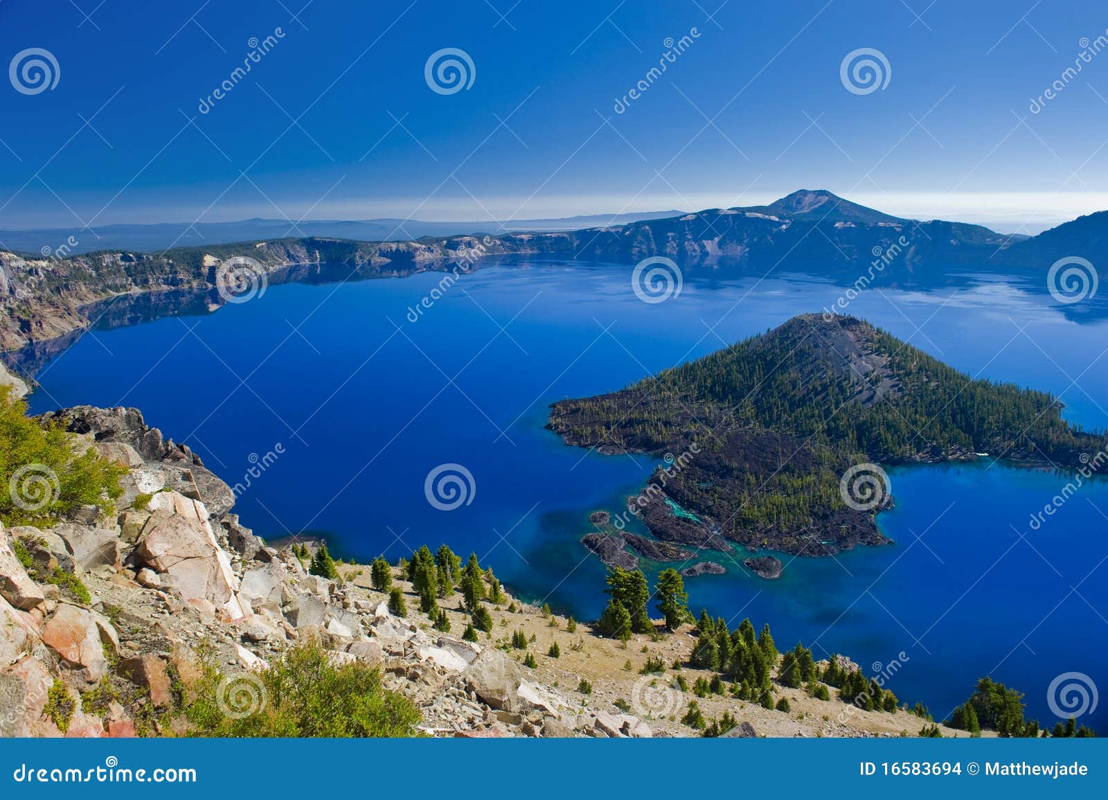 Wizard Island Is In Crater Lake National Park, Oregon Royalty-Free ...