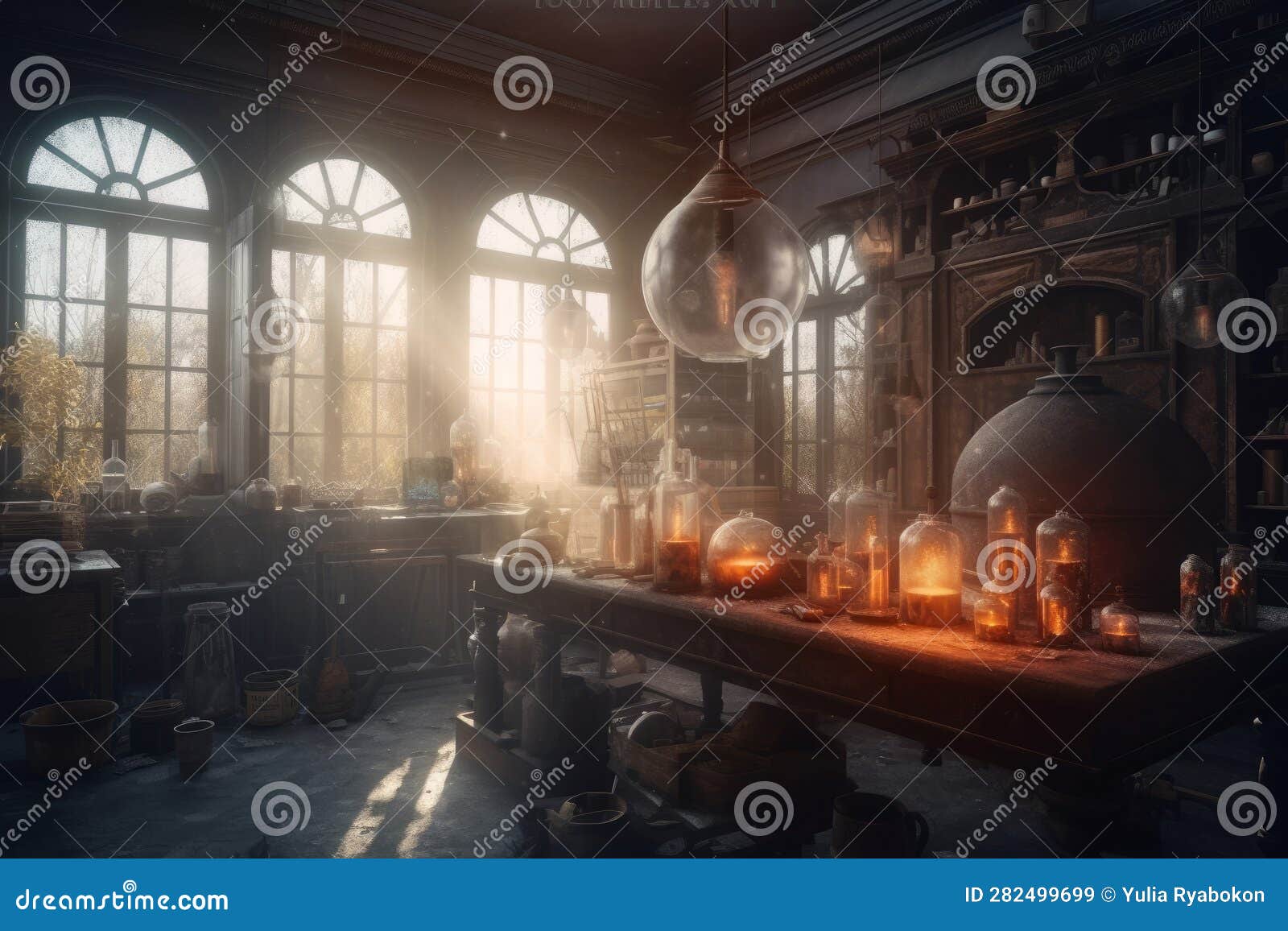 Wizard Laboratory. Generate Ai Stock Illustration - Illustration of ...