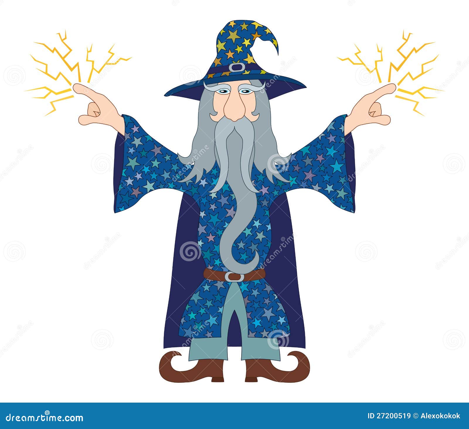 Wizard launches lightning stock vector. Illustration of person - 27200519