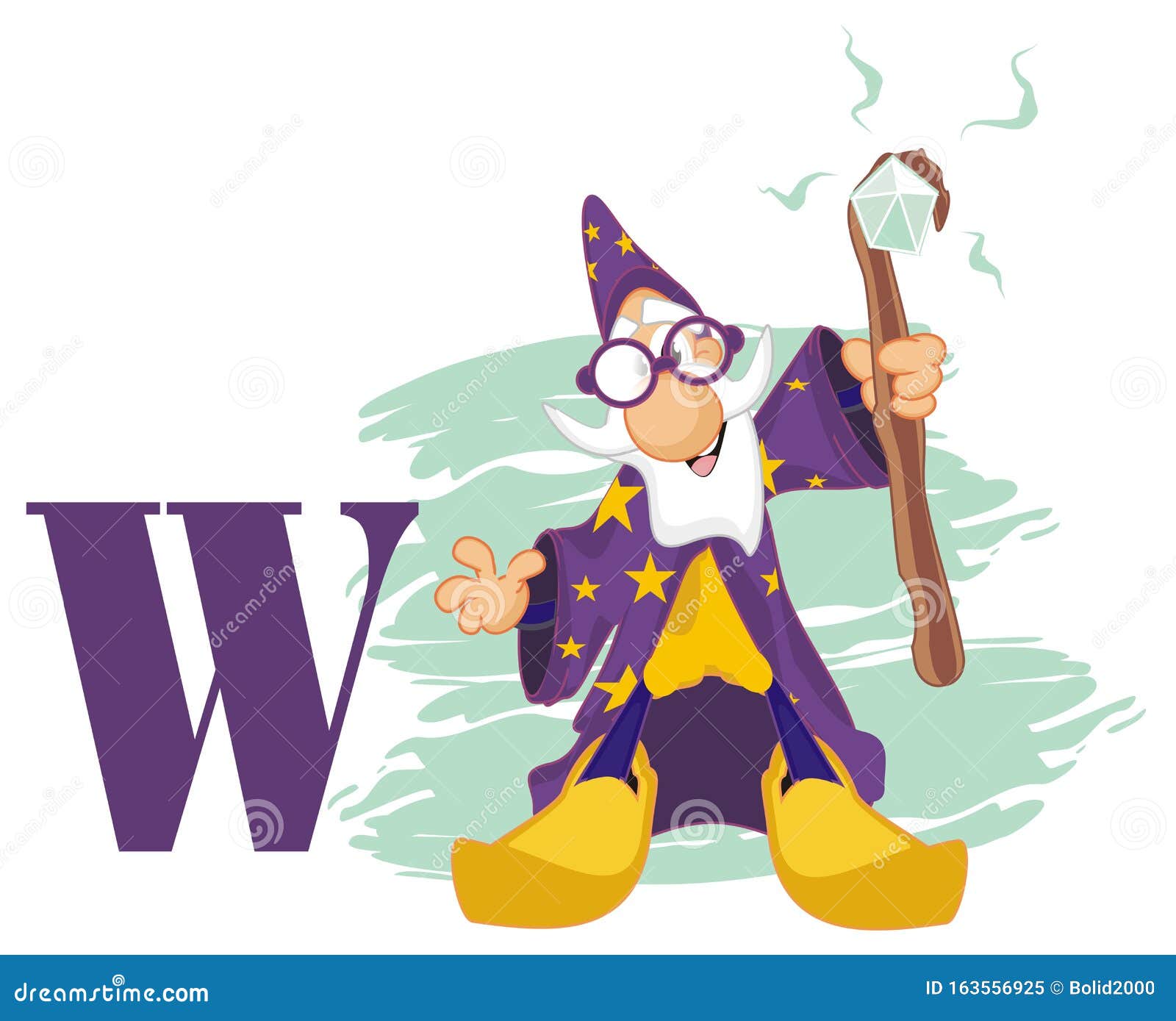 Happy Wizard Coloring Page For Kids Halloween Party Vector Illustration ...