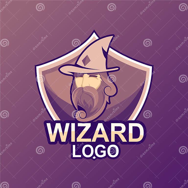 Wizard Warlock Old Man Face with Beard Hat Magic Mage Logo Template ...
