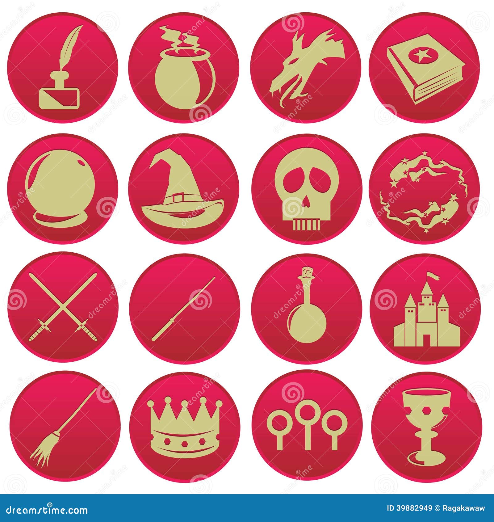 Wizard magic icon set stock vector. Illustration of castle - 39882949