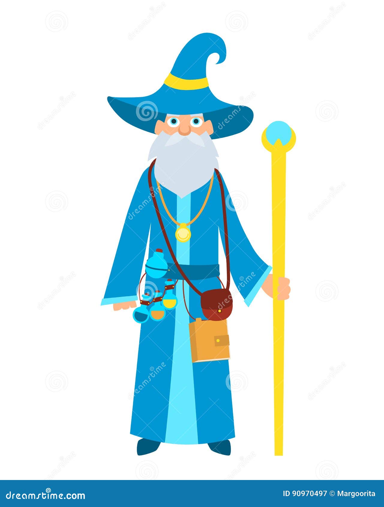 Wizard with a magic stick stock vector. Illustration of magic - 90970497
