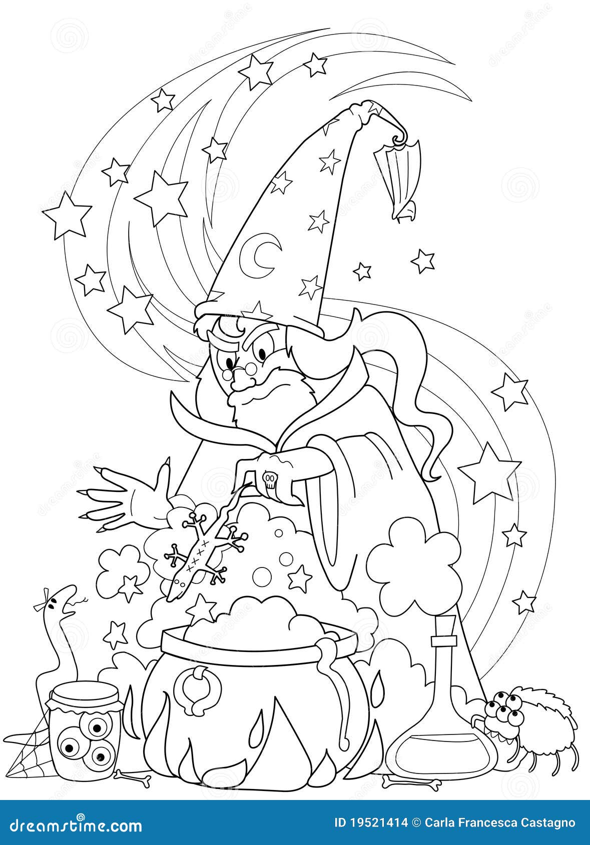 Wizard making a potion stock vector. Illustration of wizard - 19521414