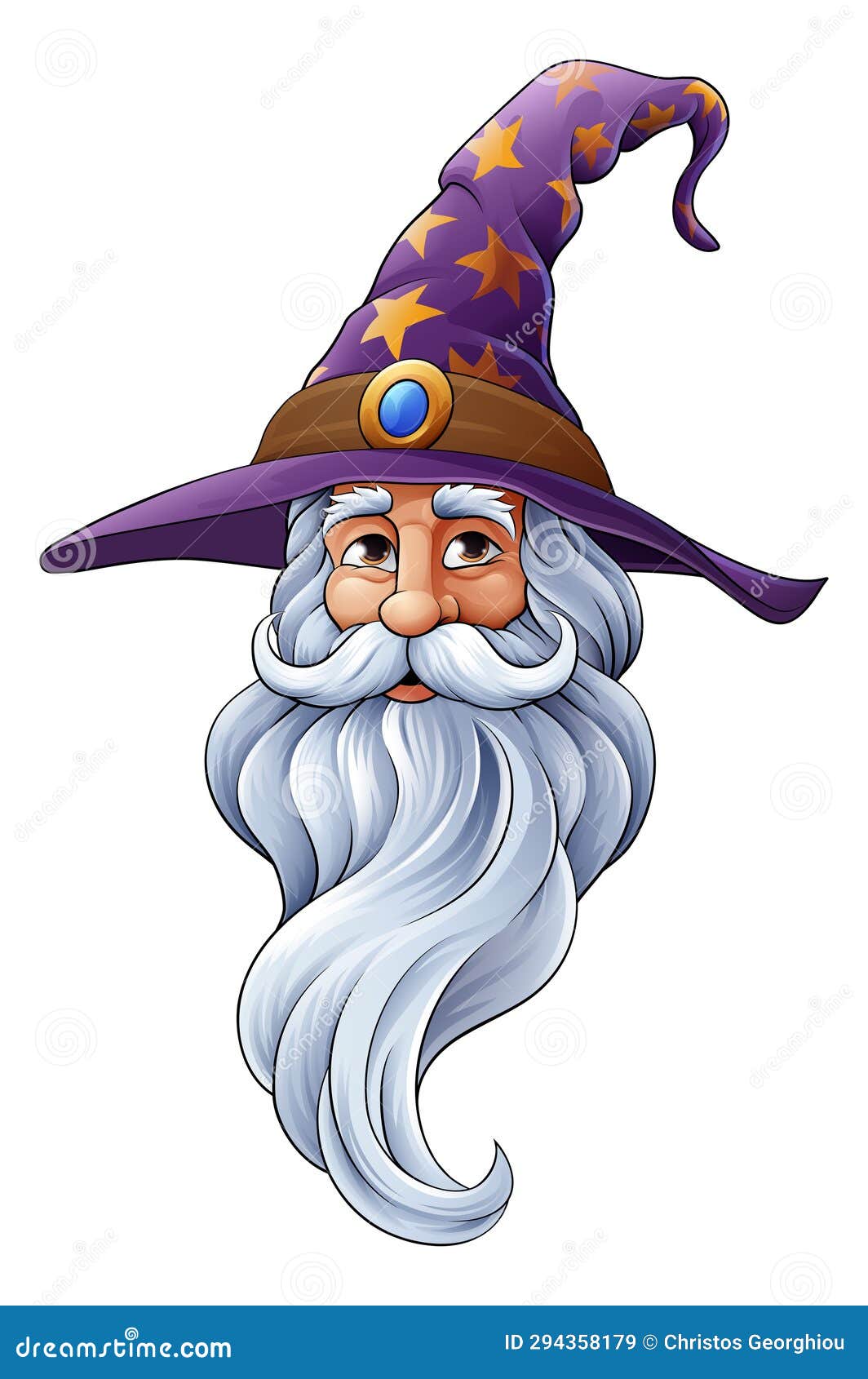 Wizard Merlin Cartoon Beard Magician Man Character Stock Vector ...