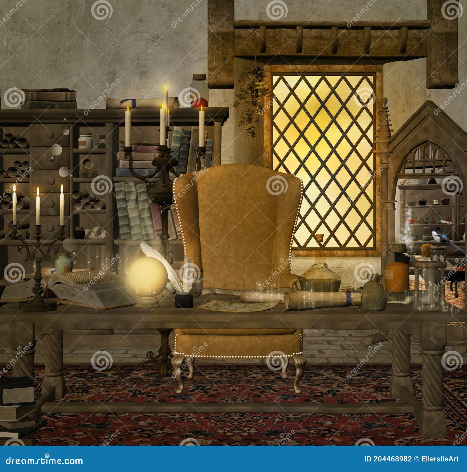 Ancient Working Place of a Wizard Stock Photo - Image of house, inkwell ...