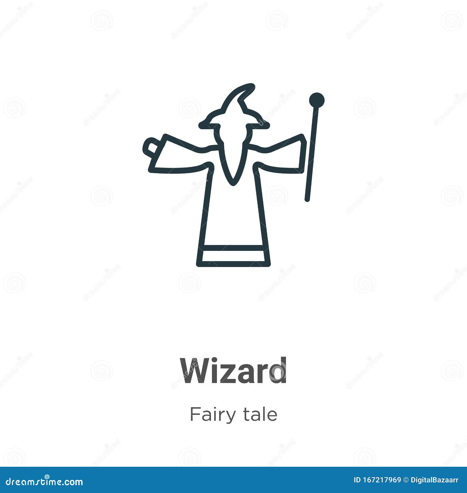 Wizard Outline Coloring Drawing Vector Illustration | CartoonDealer.com ...