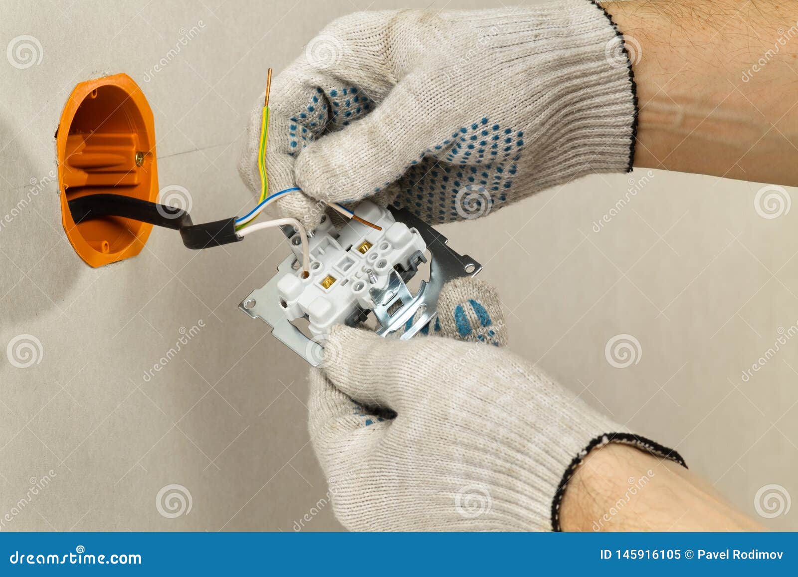The Wizard Plugs the Wire into an Electrical Outlet Stock Image - Image ...