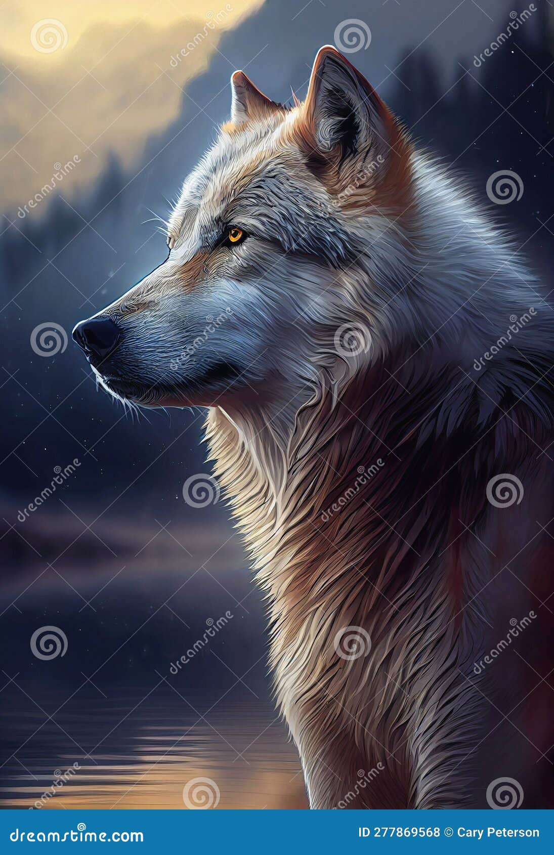 The White Wolf: a Painted Portrait Stock Illustration - Illustration of ...