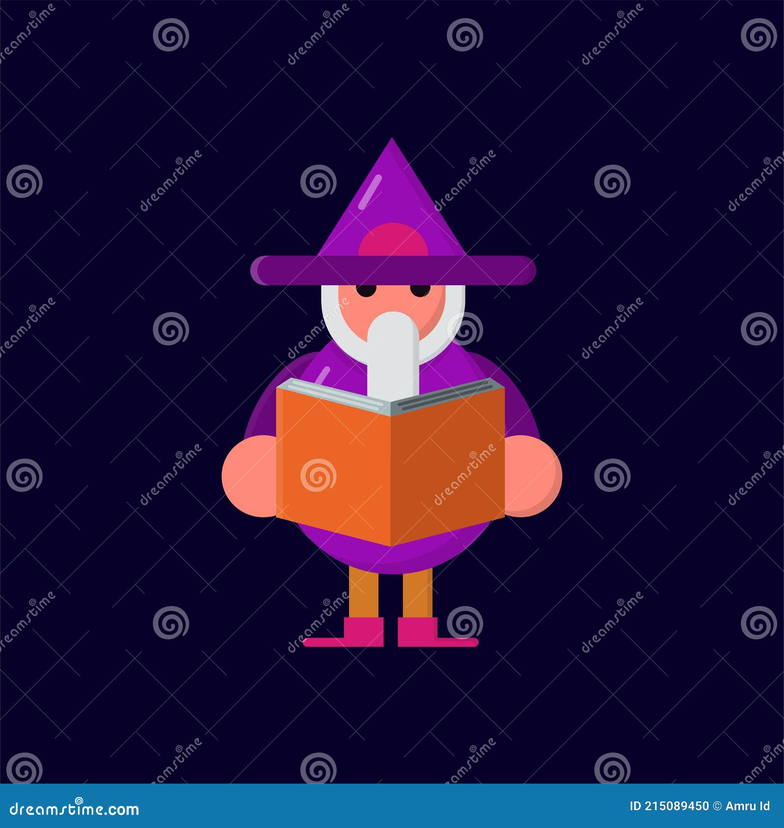 Wizard Reading a Magic Book Character Icon, Logo, and Illustration ...