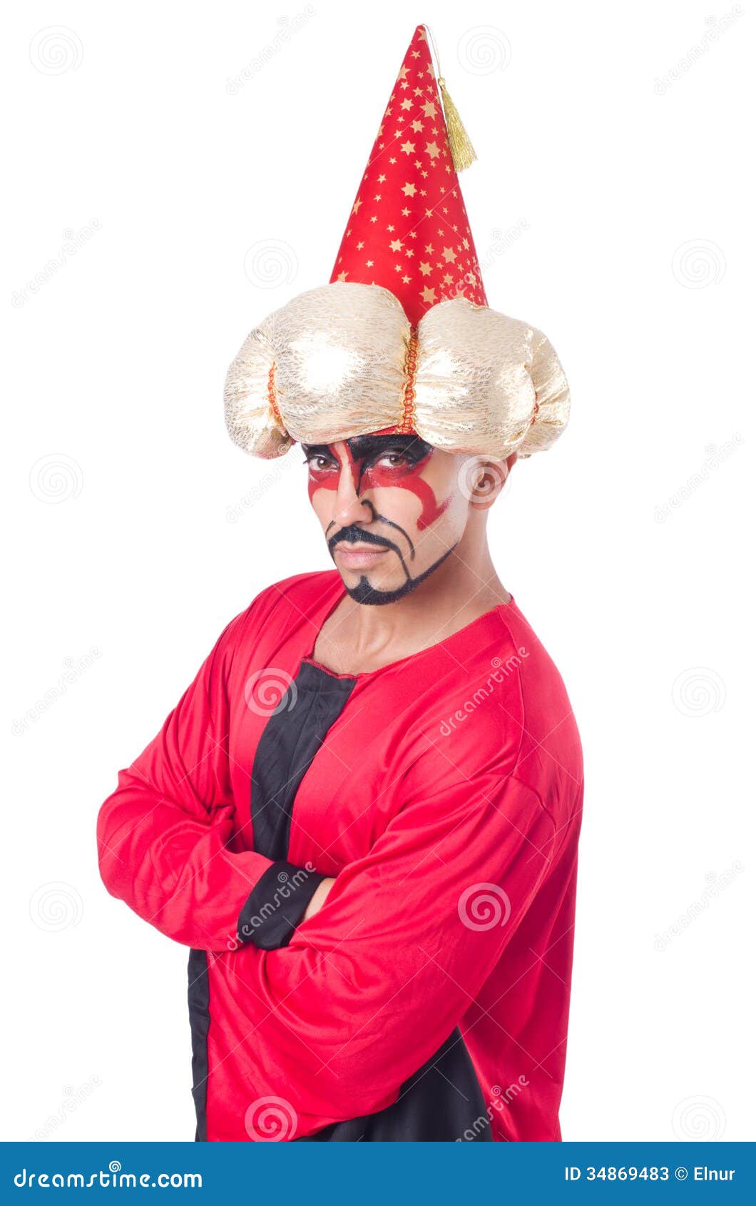 Wizard in red costume stock image. Image of staff, sorcery - 34869483