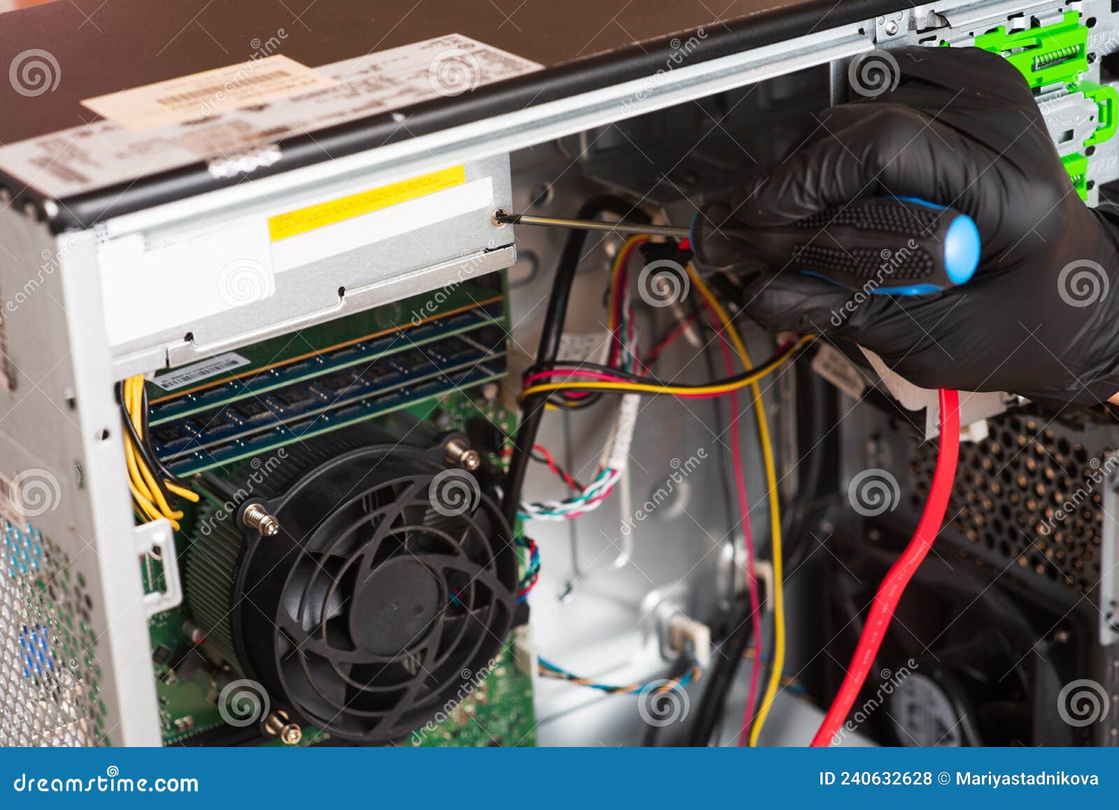 Wizard Repairs Personal Computer with Tools and Hands. Disassembly of ...