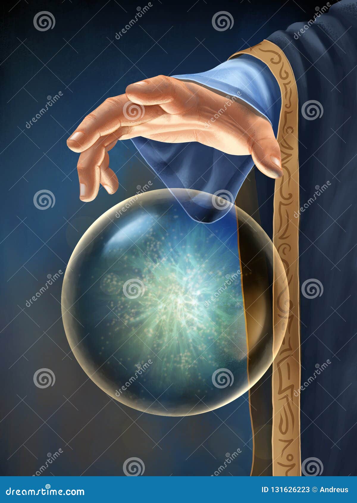 Wizard`s Hand Interacting With A Floating Magical Orb Royalty-Free ...