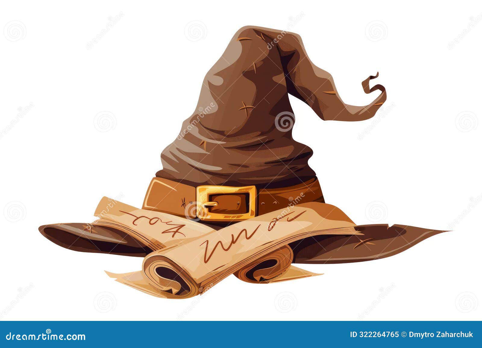 Wizard S Hat with Mysterious Spell Scrolls Stock Image - Image of ...