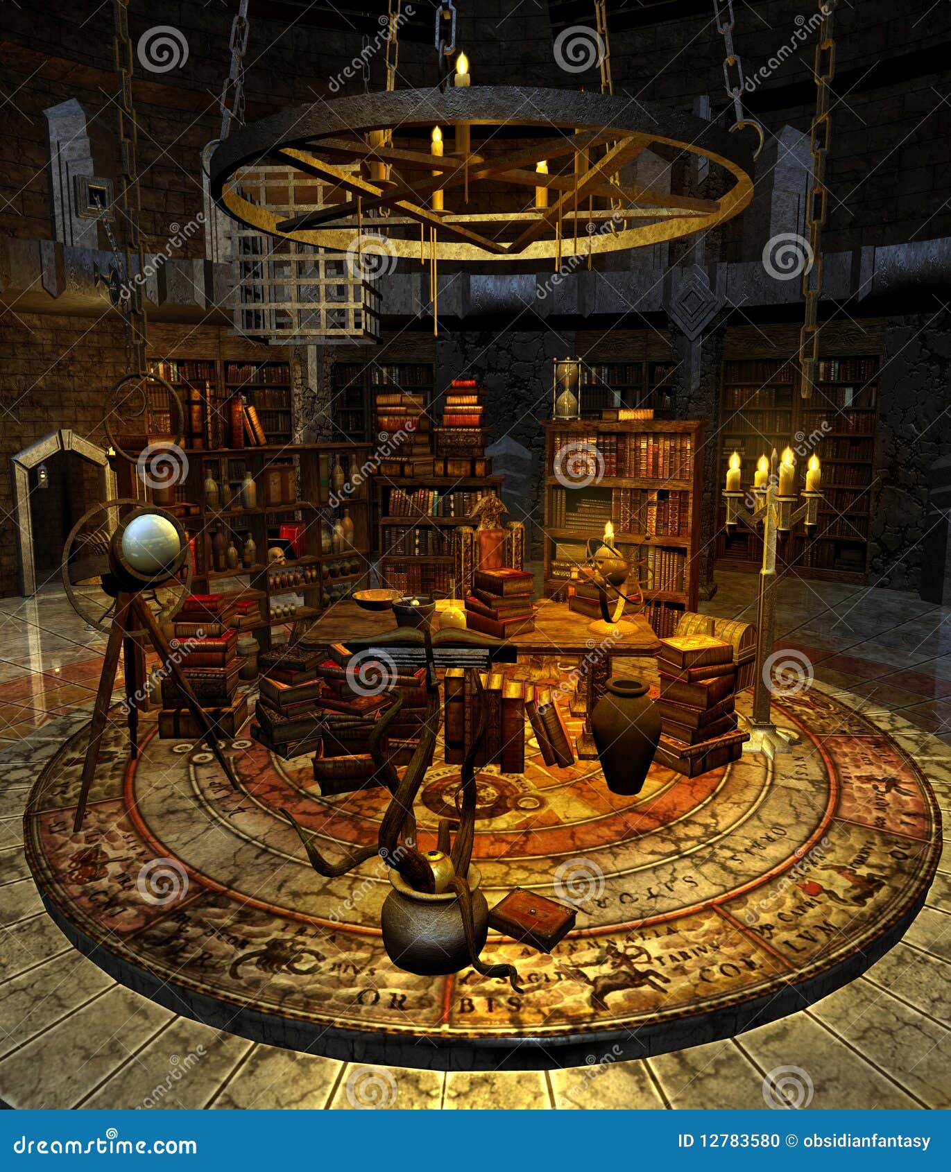 Wizard s study 1 stock illustration. Illustration of lamp - 12783580