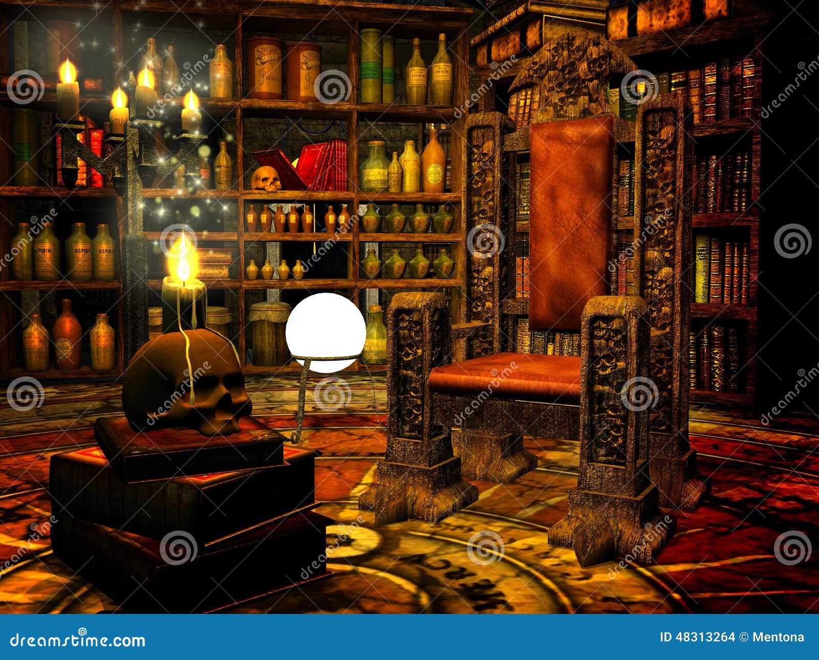 Wizard s study stock illustration. Illustration of scene - 48313264