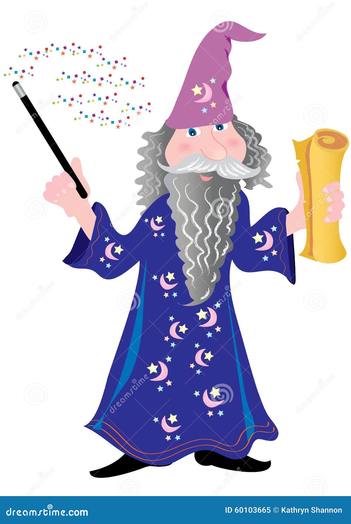 Wizard with a scroll stock vector. Illustration of cartoon - 60103665