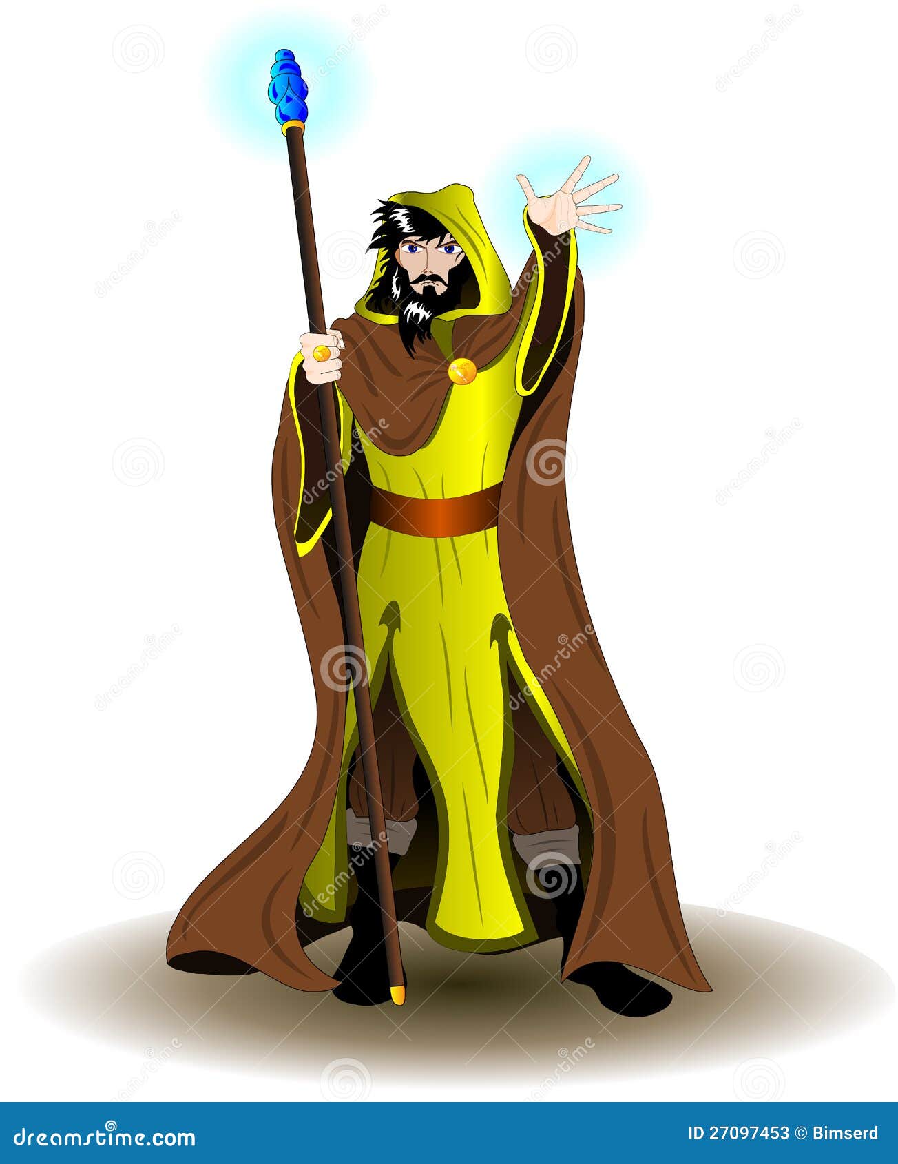 Wizard with staff stock illustration. Illustration of role - 27097453