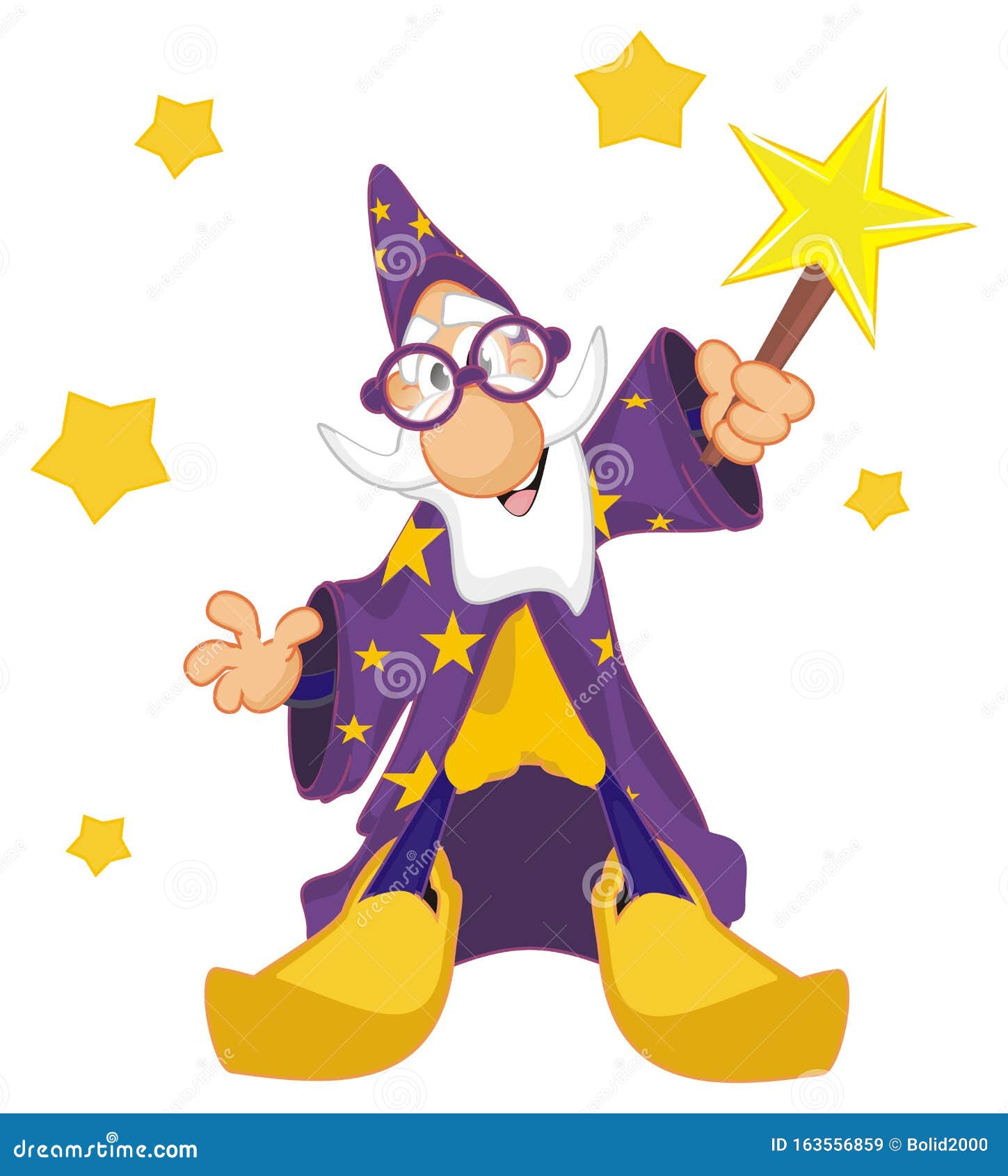 Wizard with a stars stock illustration. Illustration of isolated ...