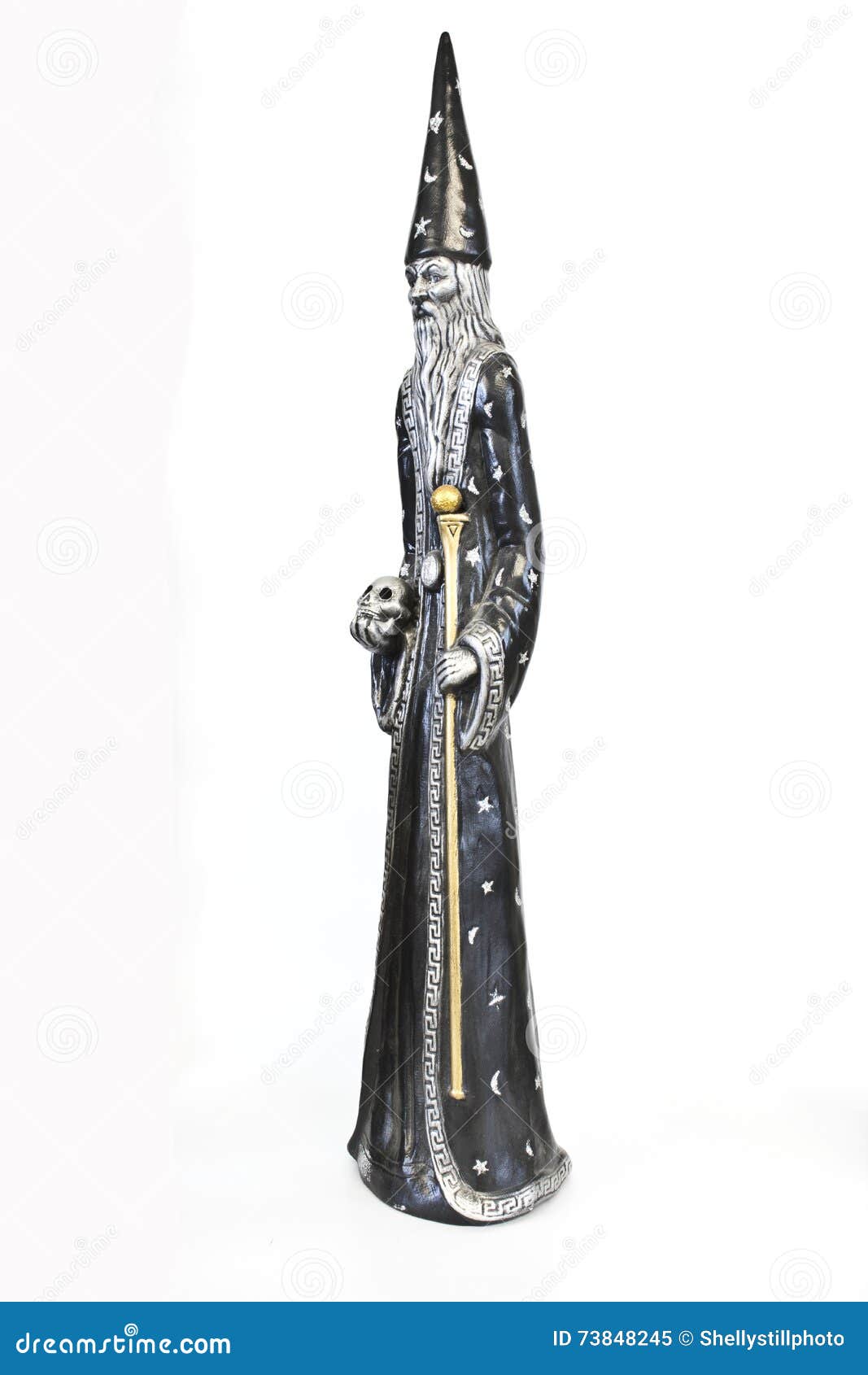 Wizard Statue on White Background Stock Illustration - Illustration of ...