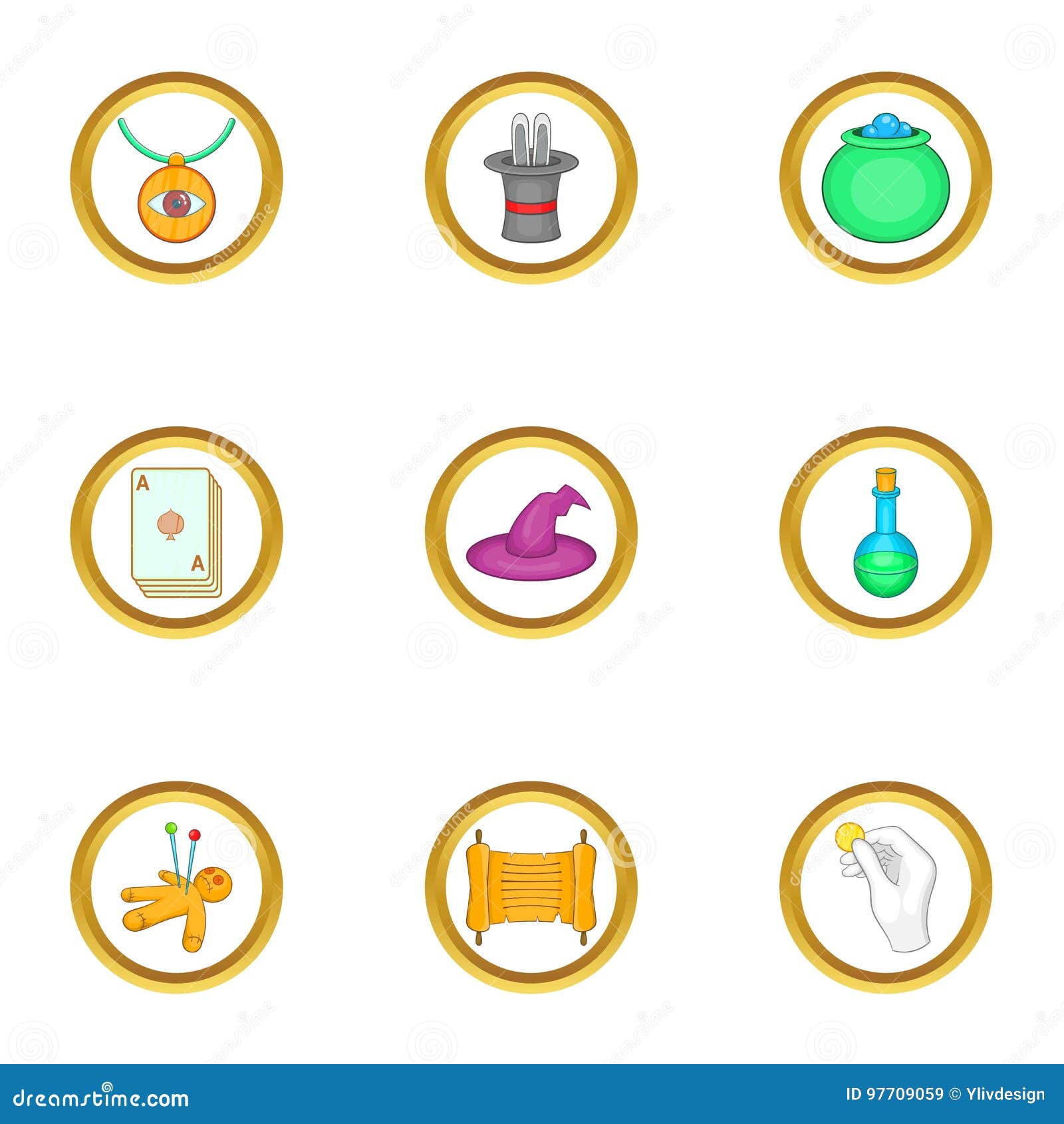 Wizard Stuff. Cartoon Magic Staves Of Natural Elements With Stones ...