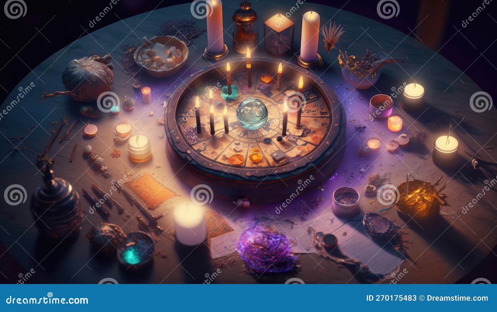 Wizard Table with Orb of Predictions and Witchcraft Accessories ...
