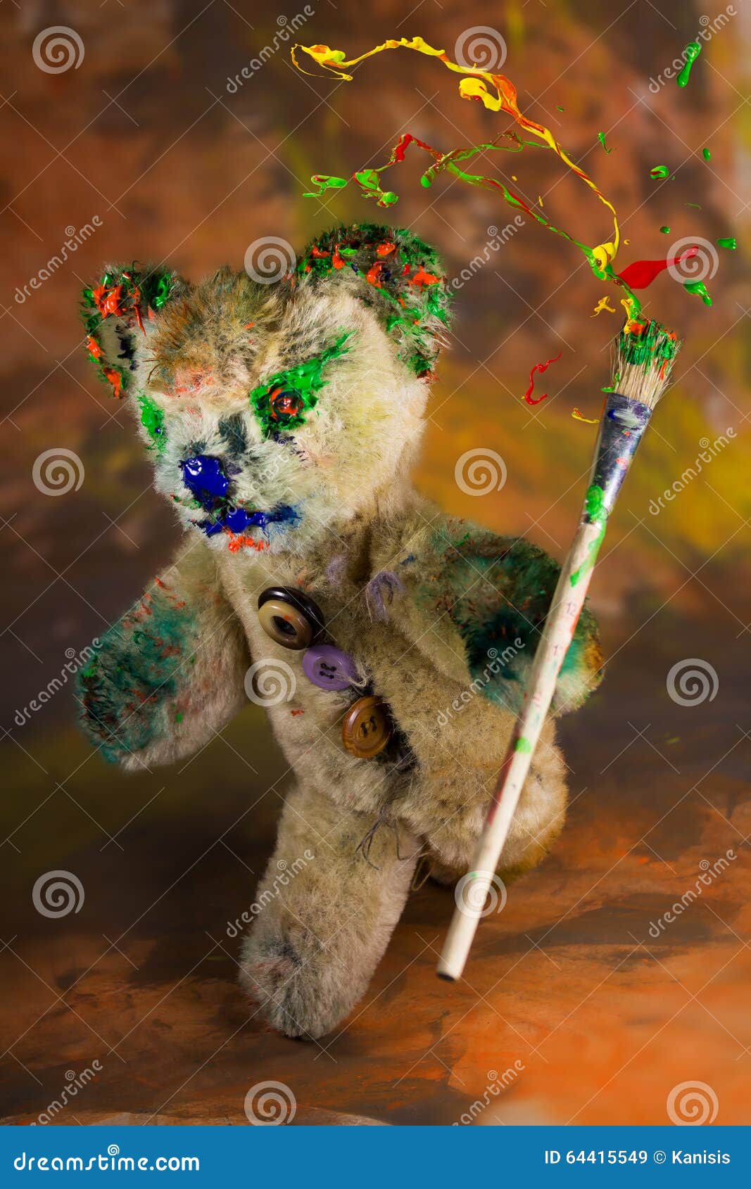 Wizard Teddy Bear with Colorful Paintbrush Stock Image - Image of cute ...