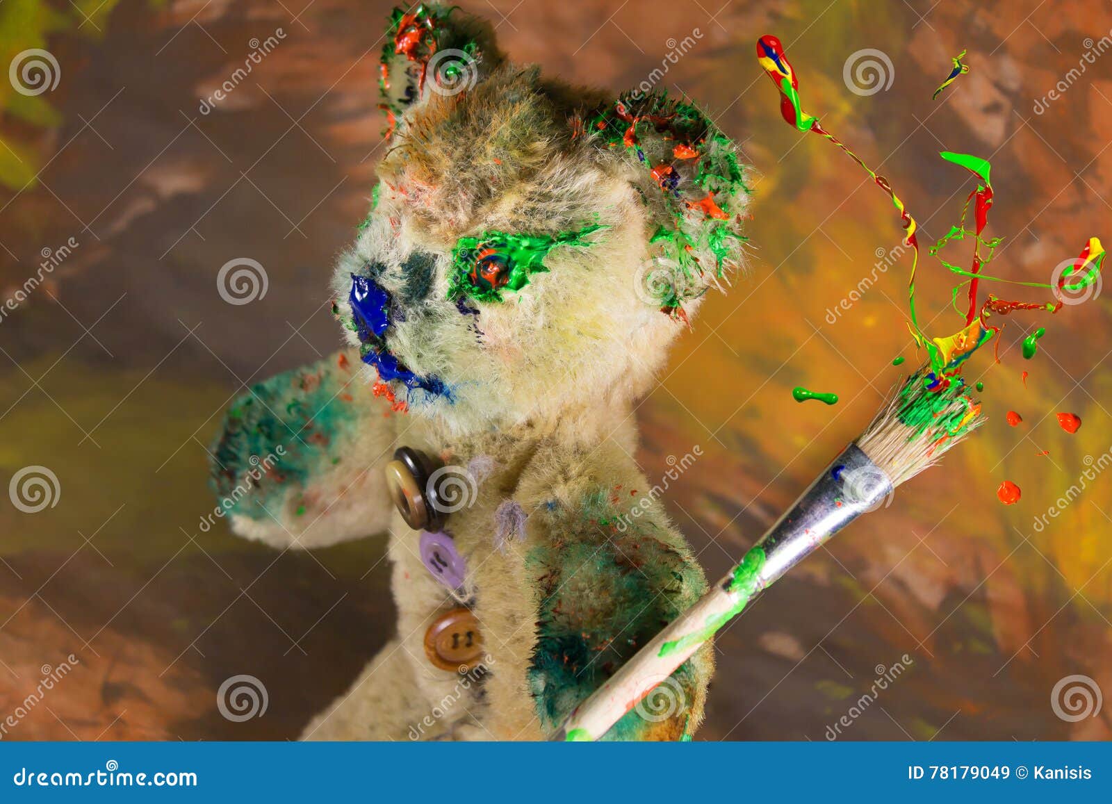 Wizard Teddy Bear Toy with Paint Burst on the Paintbrush Stock Image ...