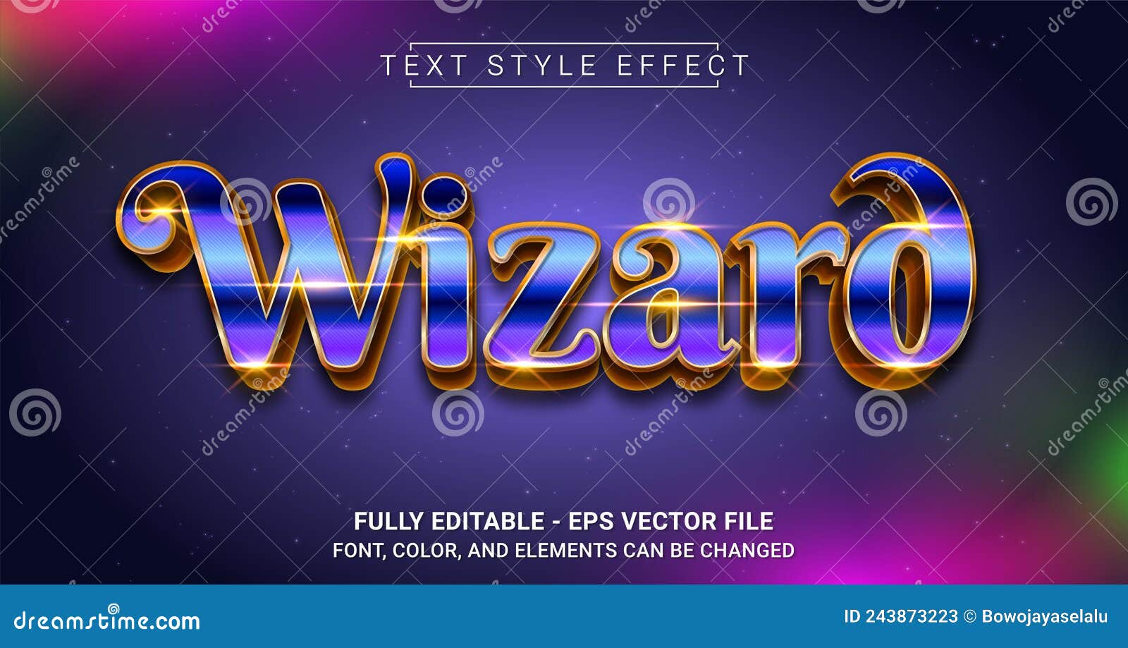 Wizard Text Style Effect. Editable Graphic Text Template Stock Vector ...