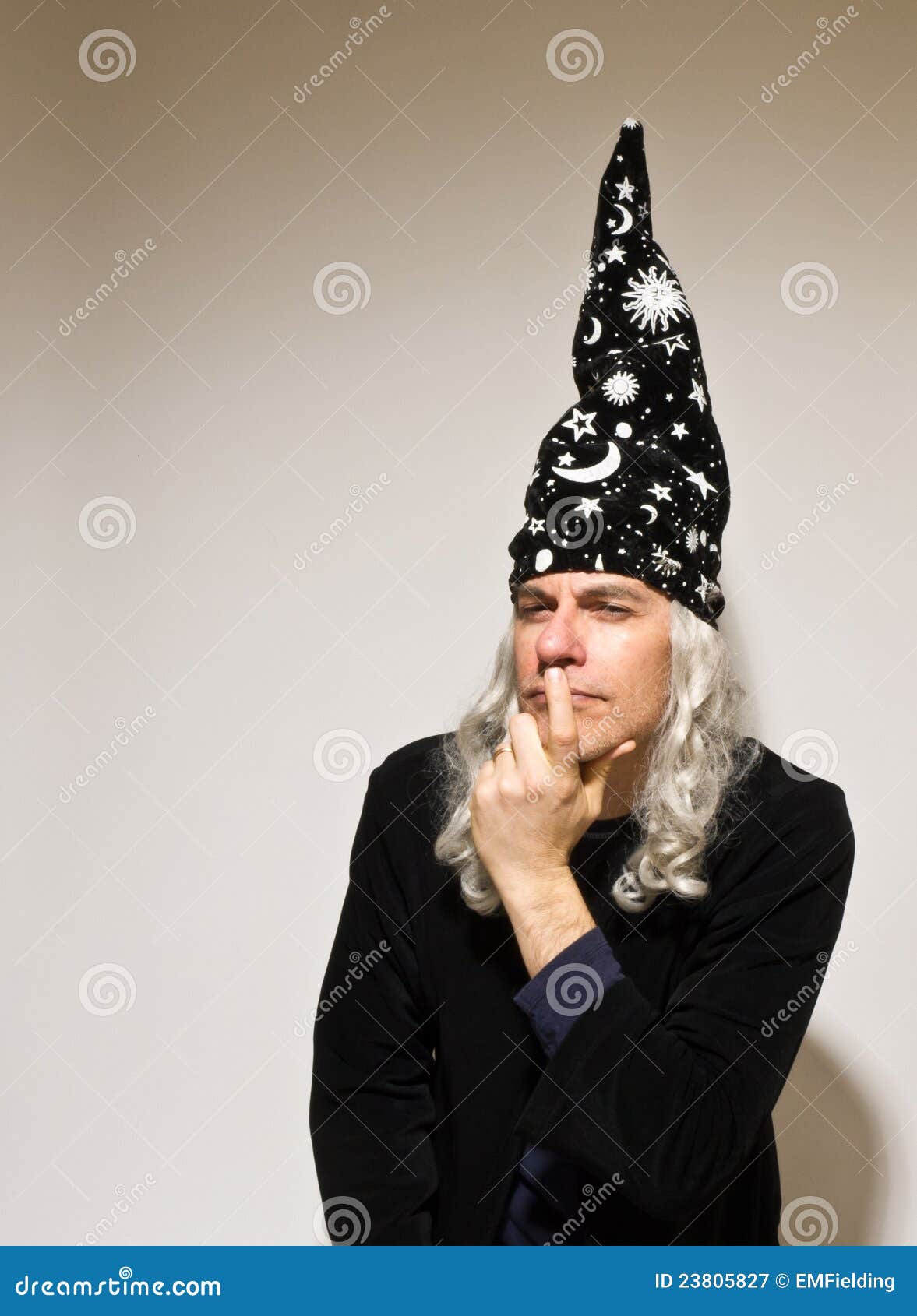 Wizard Thinking Pondering stock image. Image of costume - 23805827
