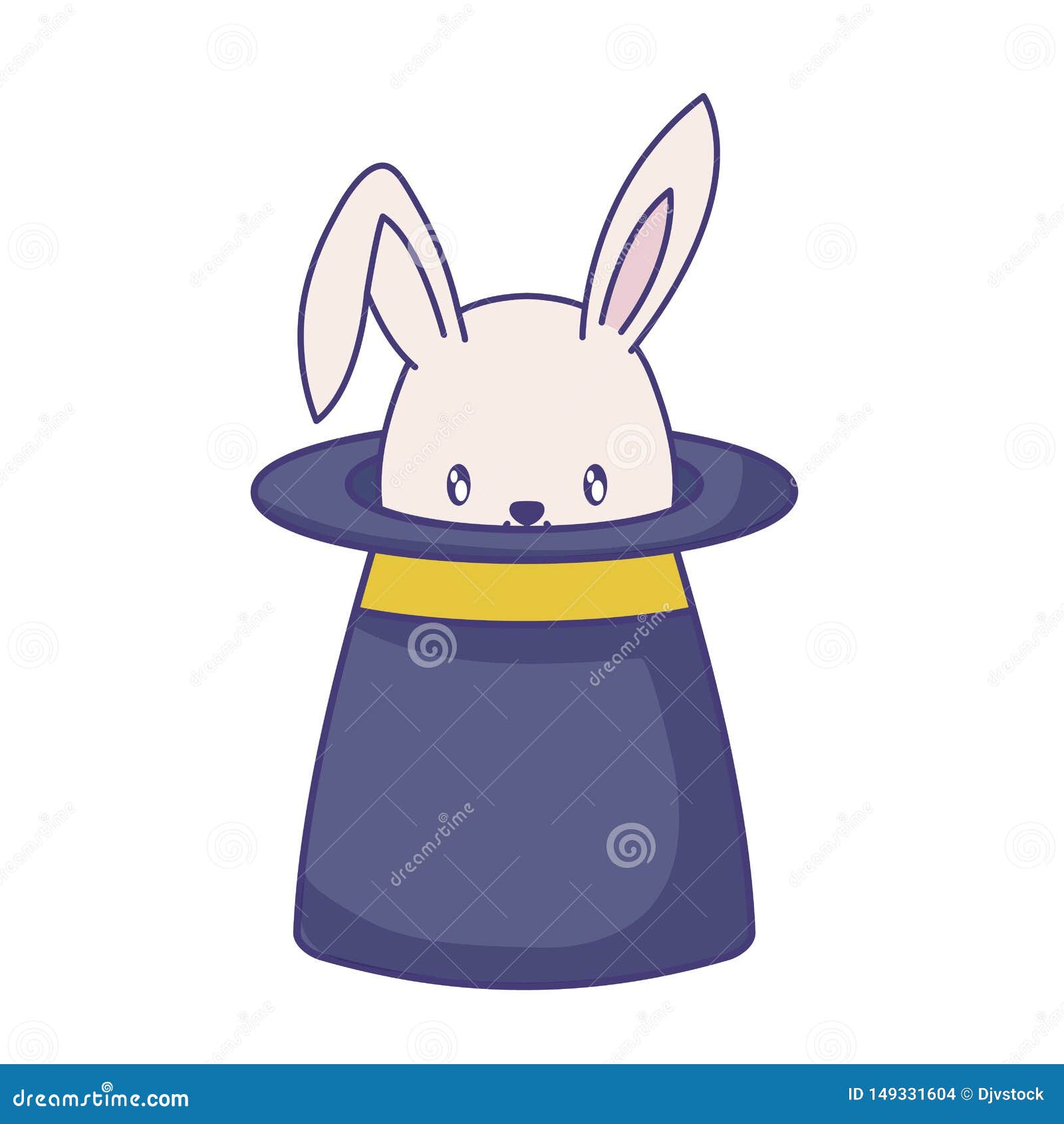 Wizard Top Hat with Cute Rabbit Stock Illustration - Illustration of ...