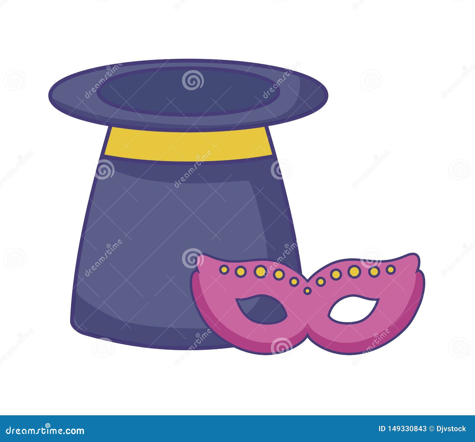 Wizard Top Hat with Mask Carnival Stock Illustration - Illustration of ...